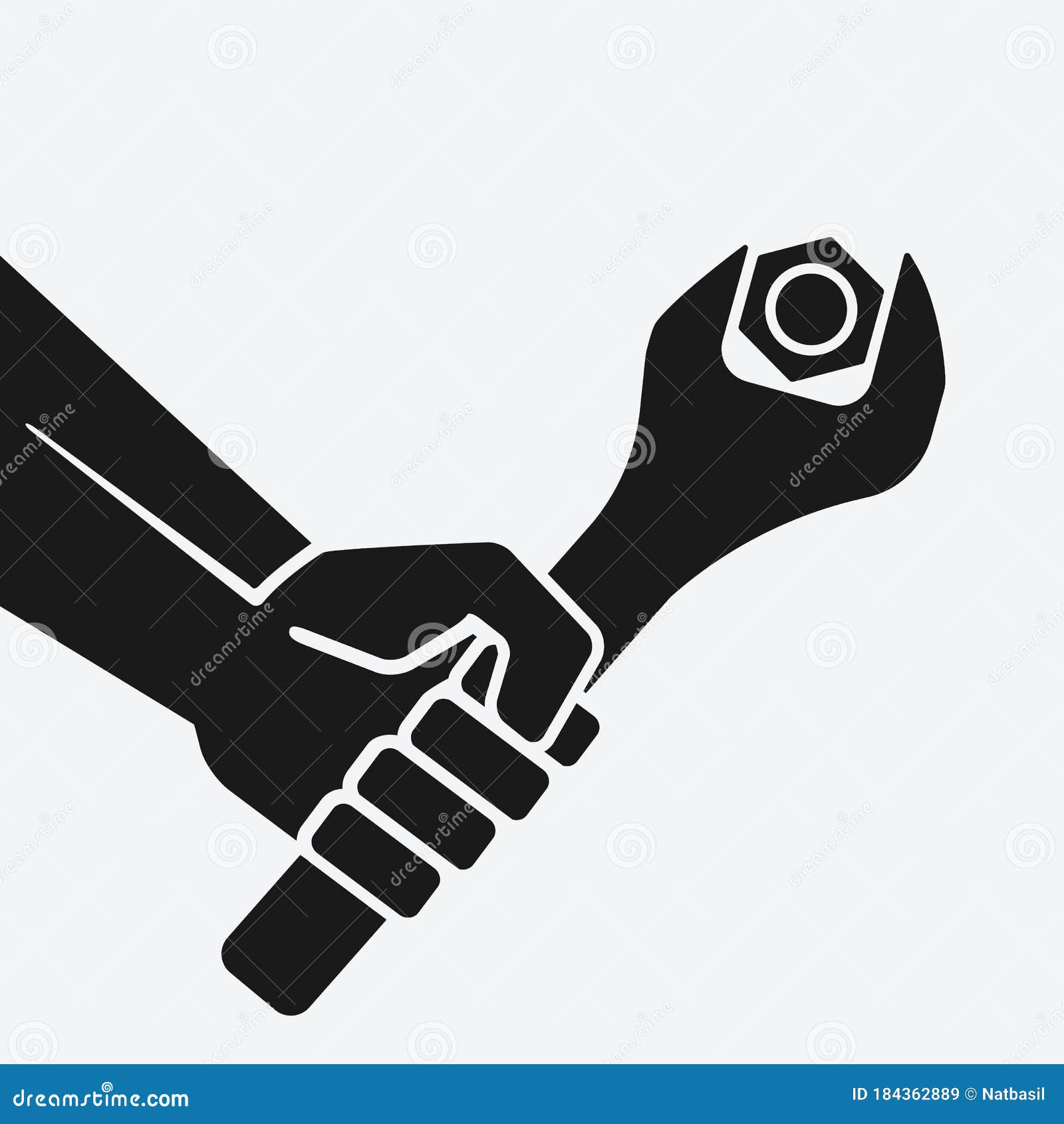 Hand with Spanner Tightening Nut Stock Vector - Illustration of ...