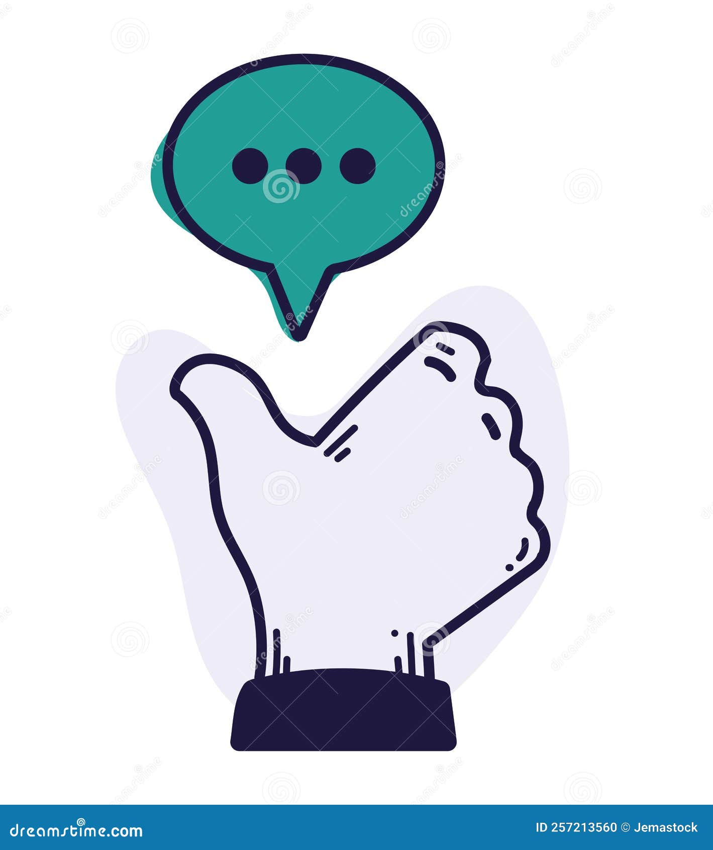Hand with speech bubble stock illustration. Illustration of ...