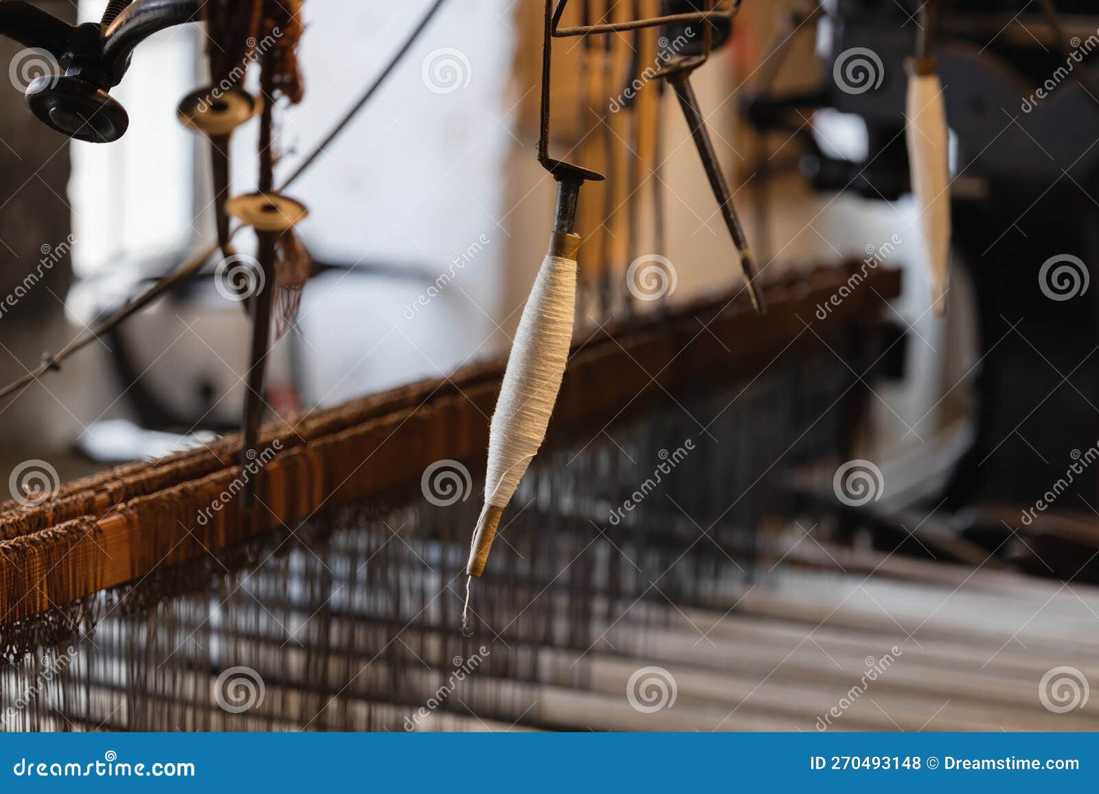 Spindle And Wool, Detail Of A Traditional Spinning Wheel Stock ...