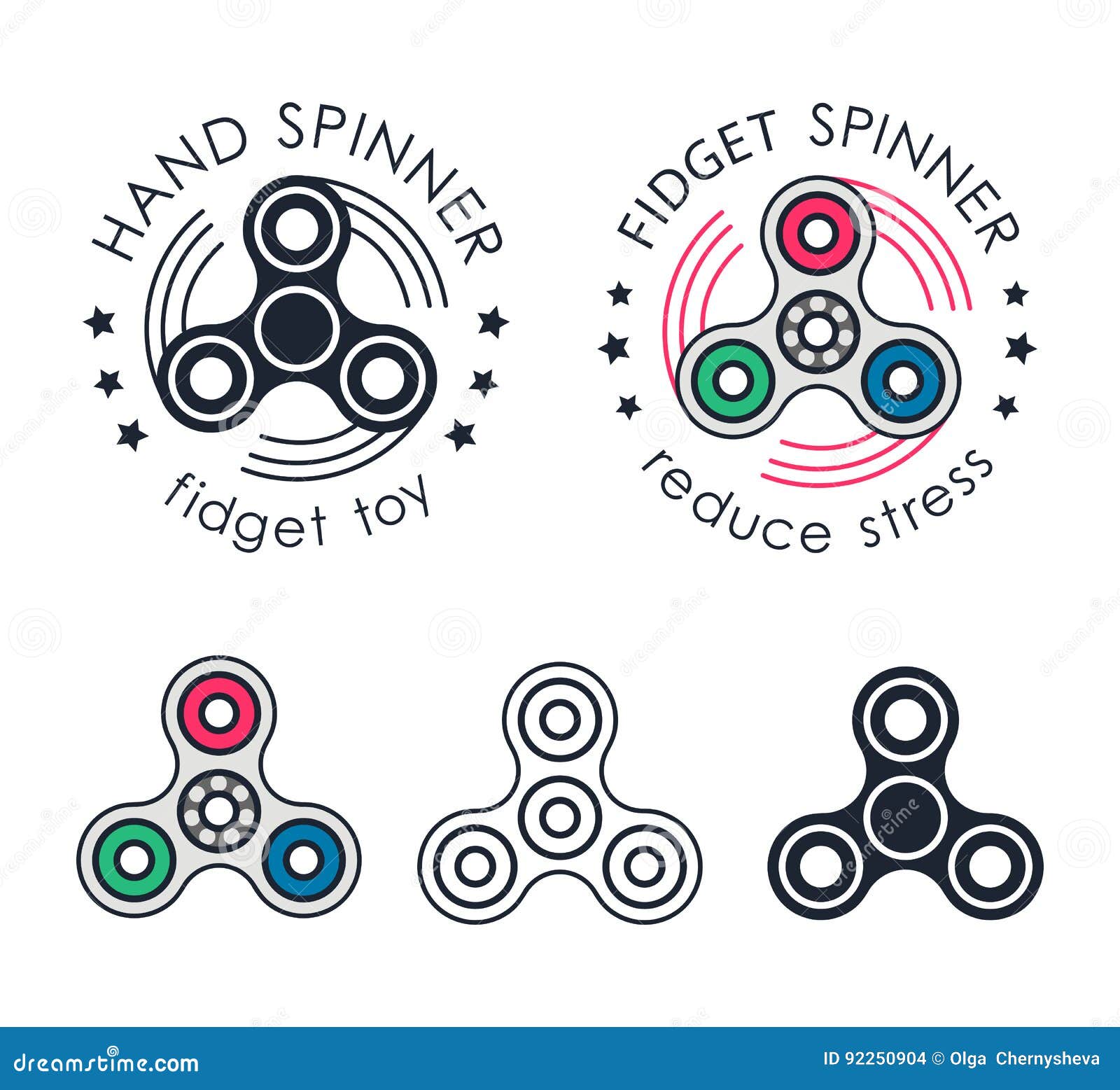 Hand Spinner. Red Color. Realistic Vector Illustration Isolated On ...