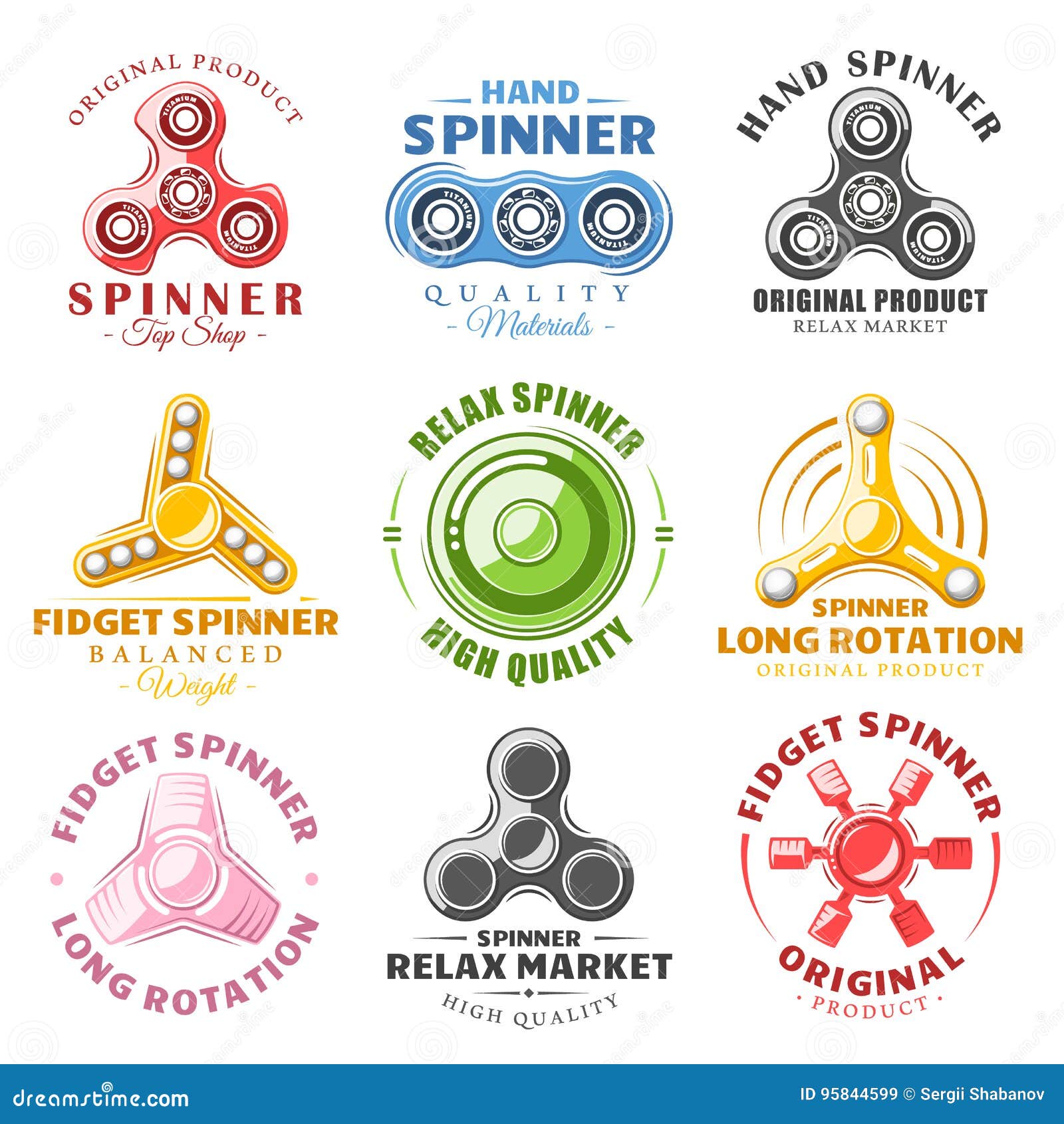 Hand Spinner Labels and Logos Stock Vector - Illustration of concept ...