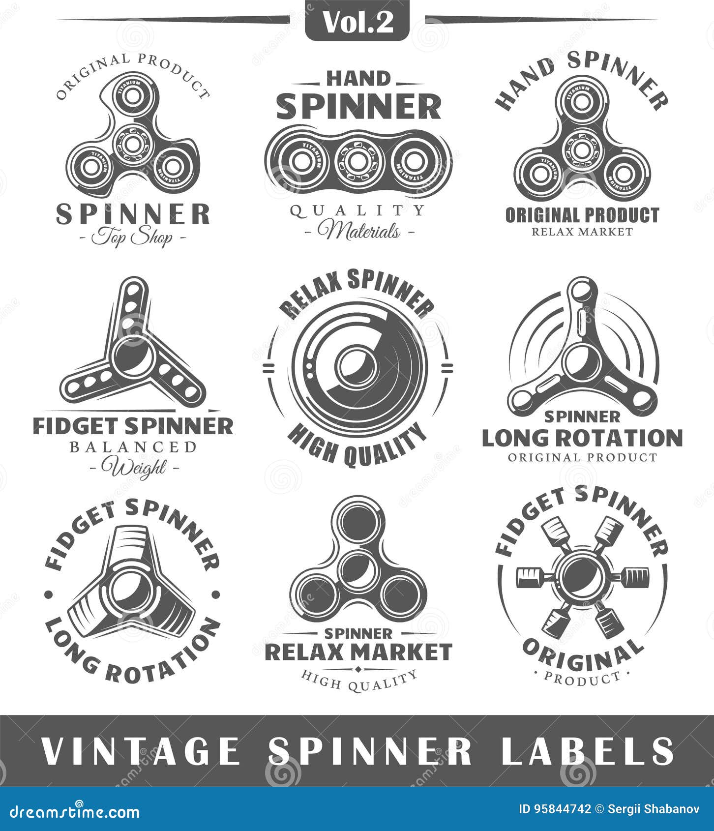 Hand Spinner Labels and Logos Stock Vector - Illustration of original ...