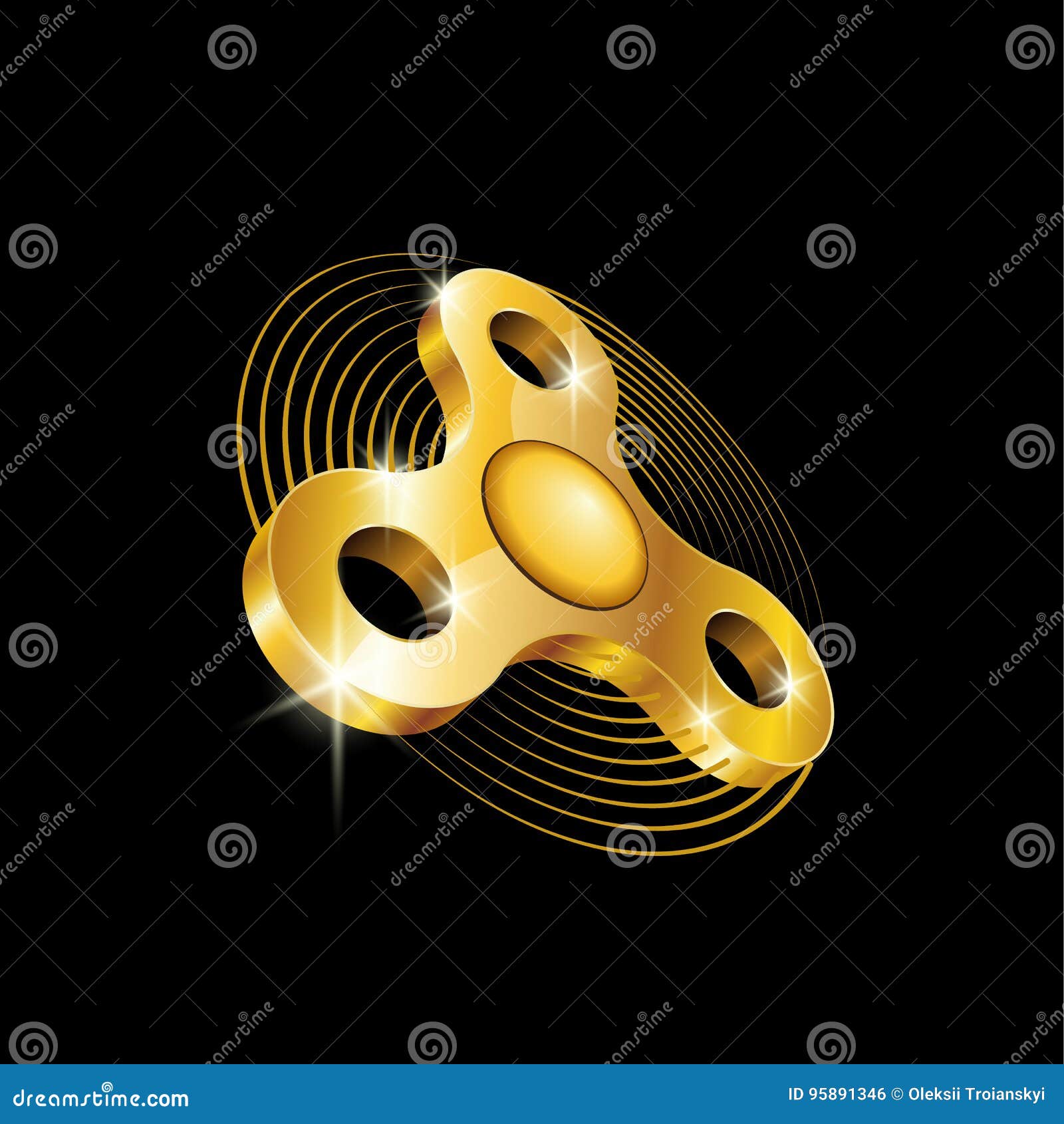 Hand Spinner Toy. Golden Fidget Spinner Illustration. Stock Vector ...