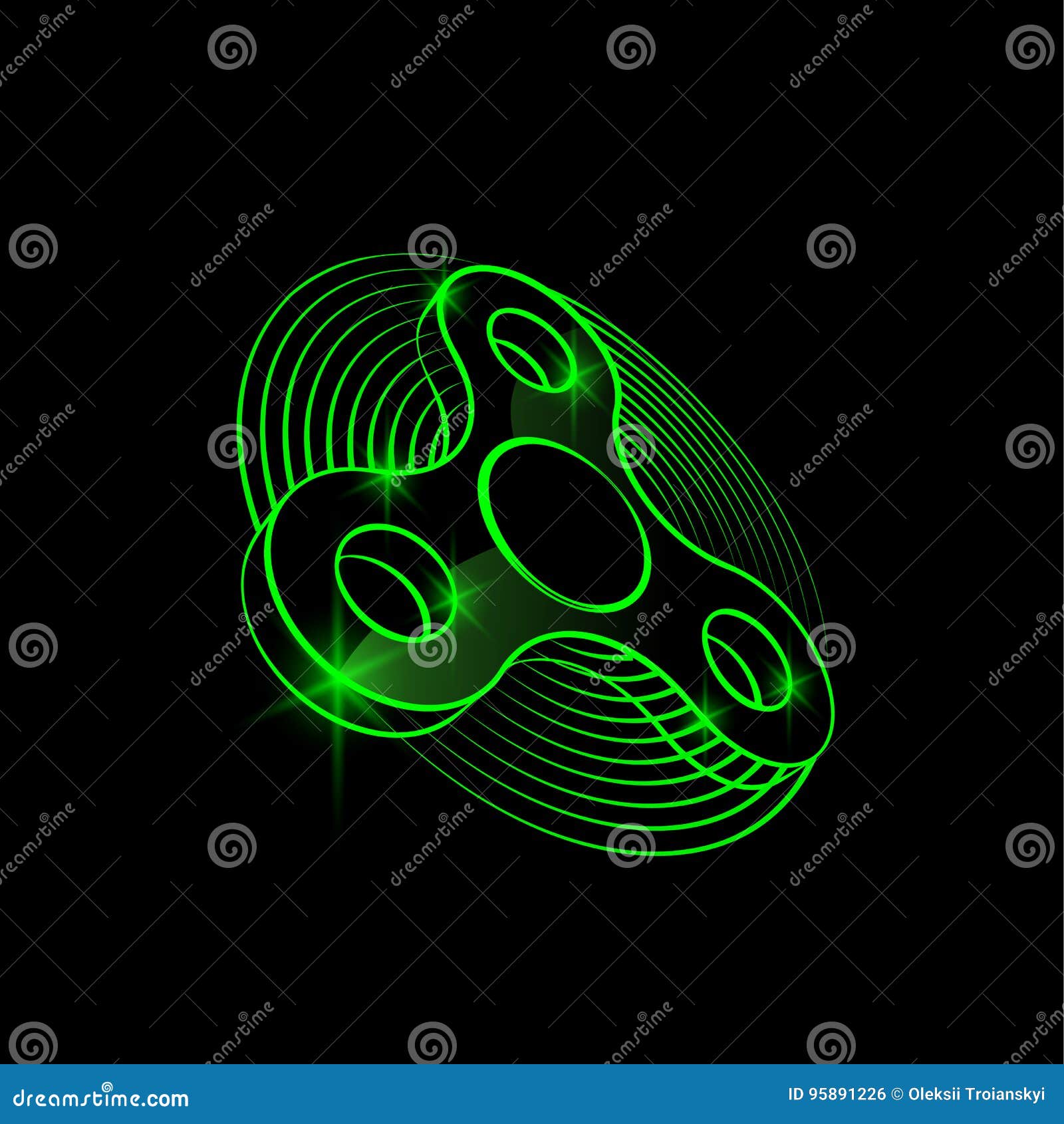 Hand Spinner Toy. Neon Fidget Spinner Illustration. Stock Vector ...