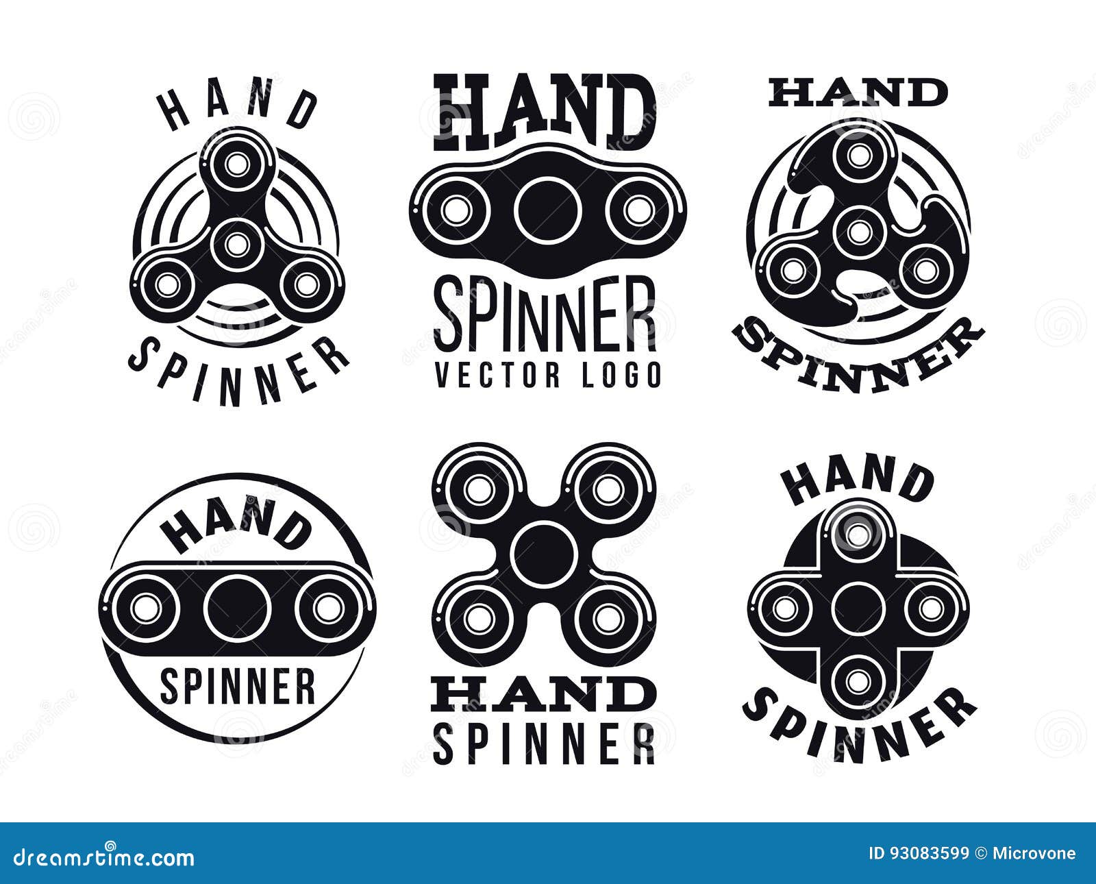 Hand Spinner Vector Logo and Labels. Fidget Spinners Emblems Stock ...