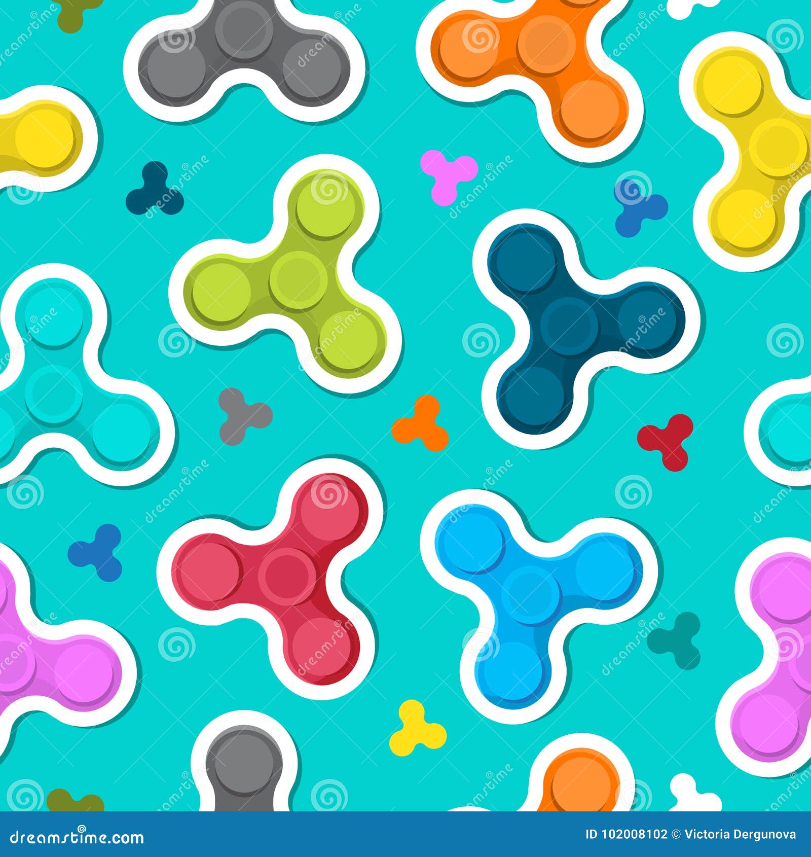 Pattern with Colored Spinners Stock Vector - Illustration of fidget ...
