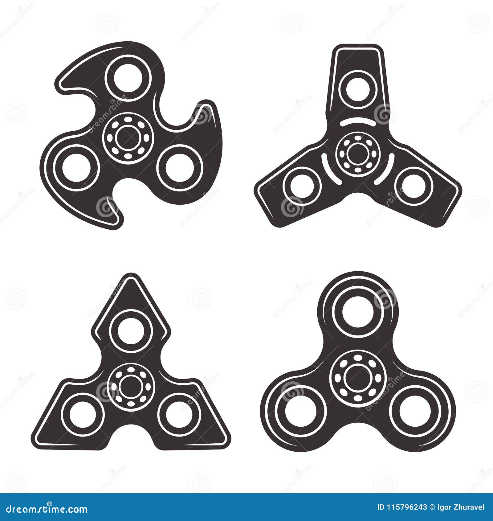 Hand Spinners Set of Four Types Vector Elements Stock Vector ...