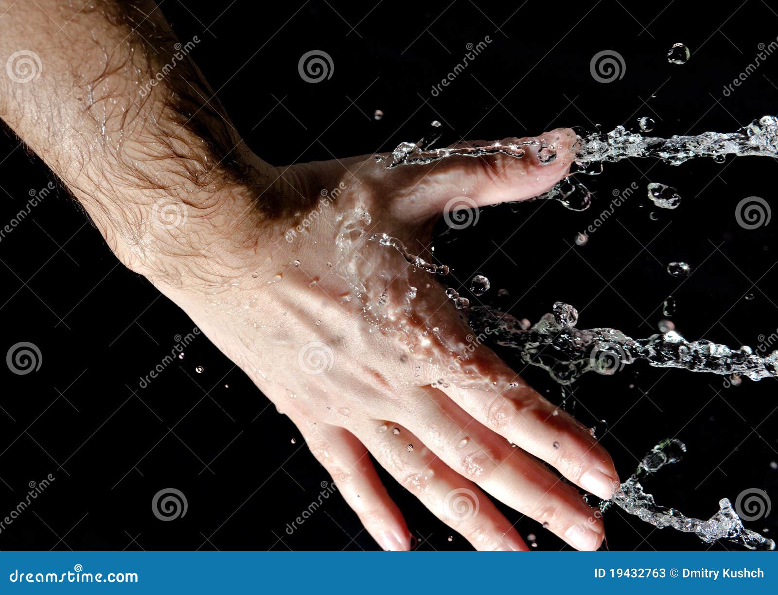 Hand and splashing water stock image. Image of isolated - 19432763