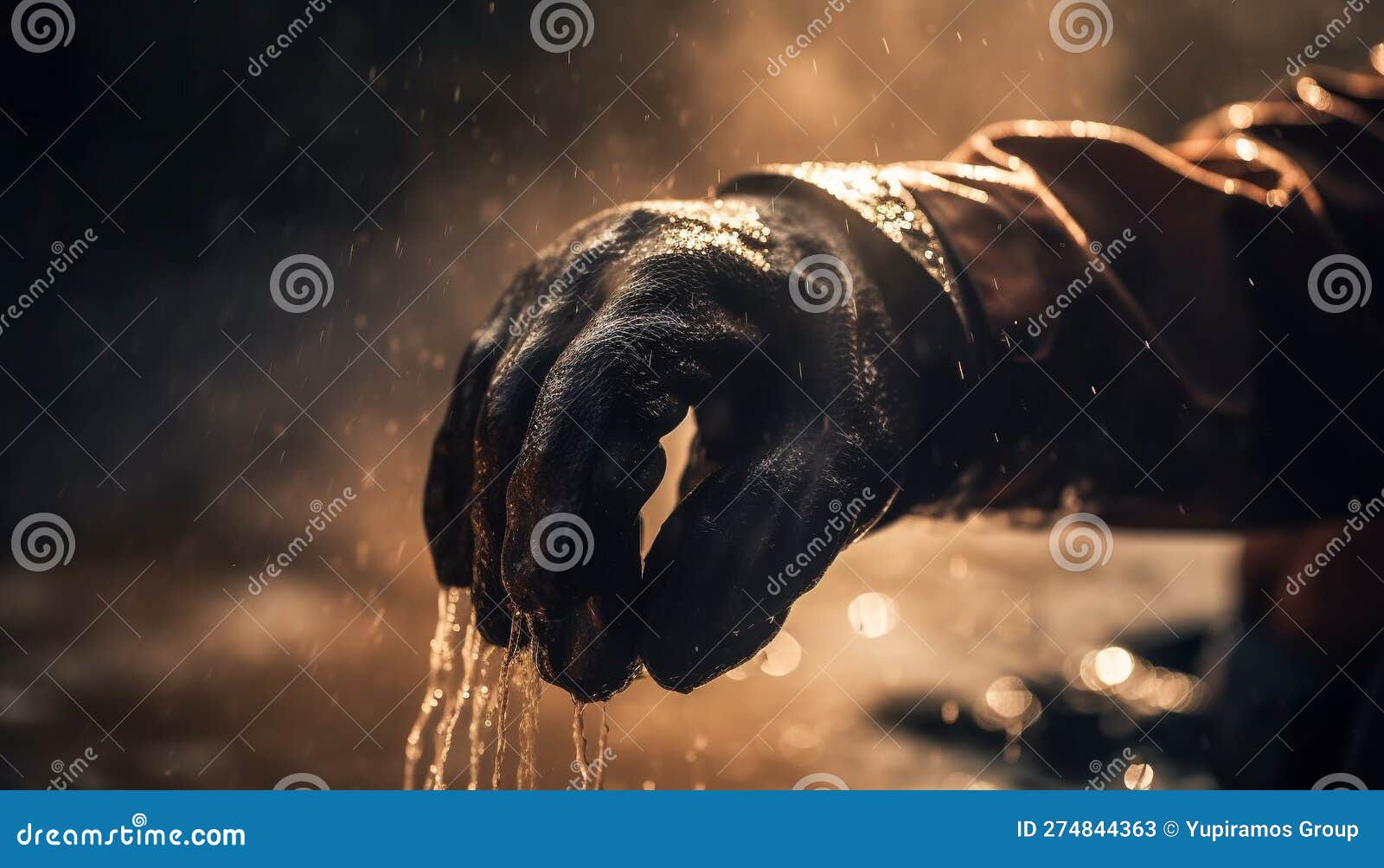 Hand Splashing Water on Glowing Fire Flame Generated by AI Stock Image ...