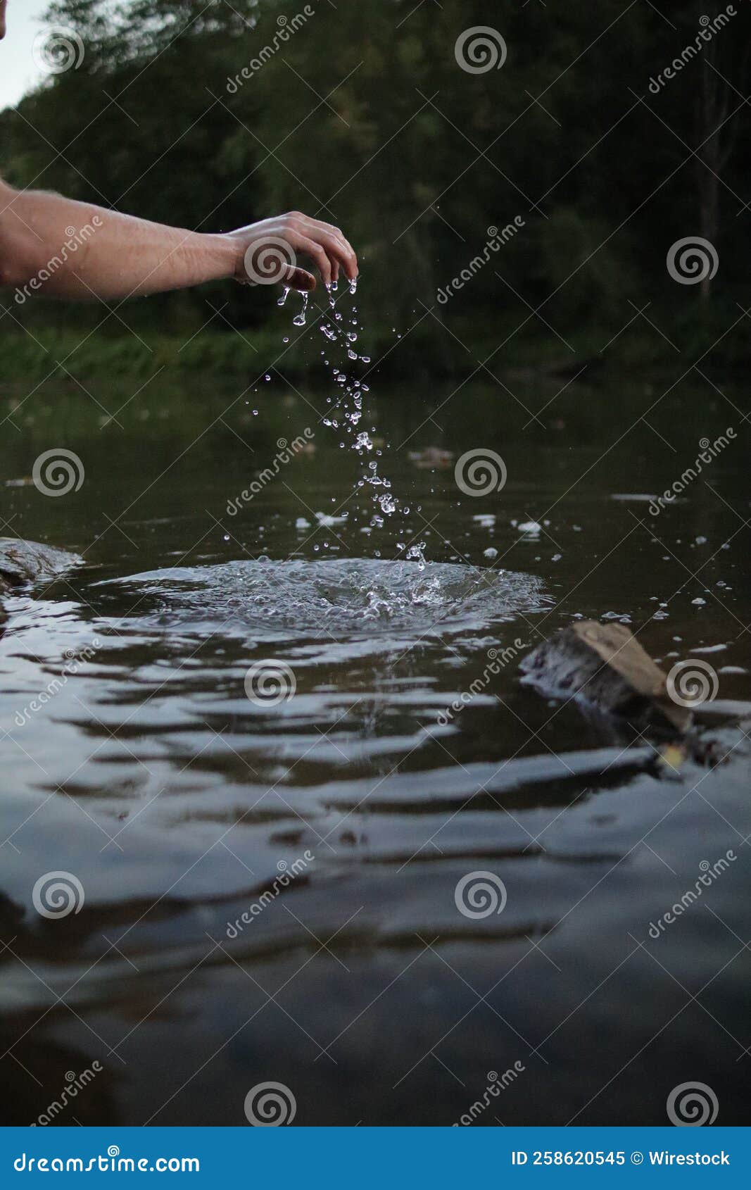 Hand Splashing a Water in the River Stock Image - Image of nature ...