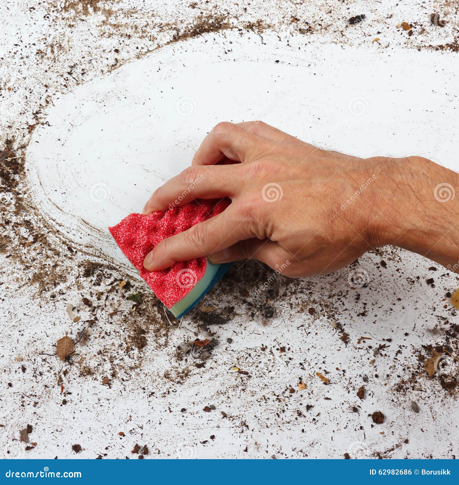 Hand with Sponge Cleans Very Dirty Surface Stock Photo - Image of ...