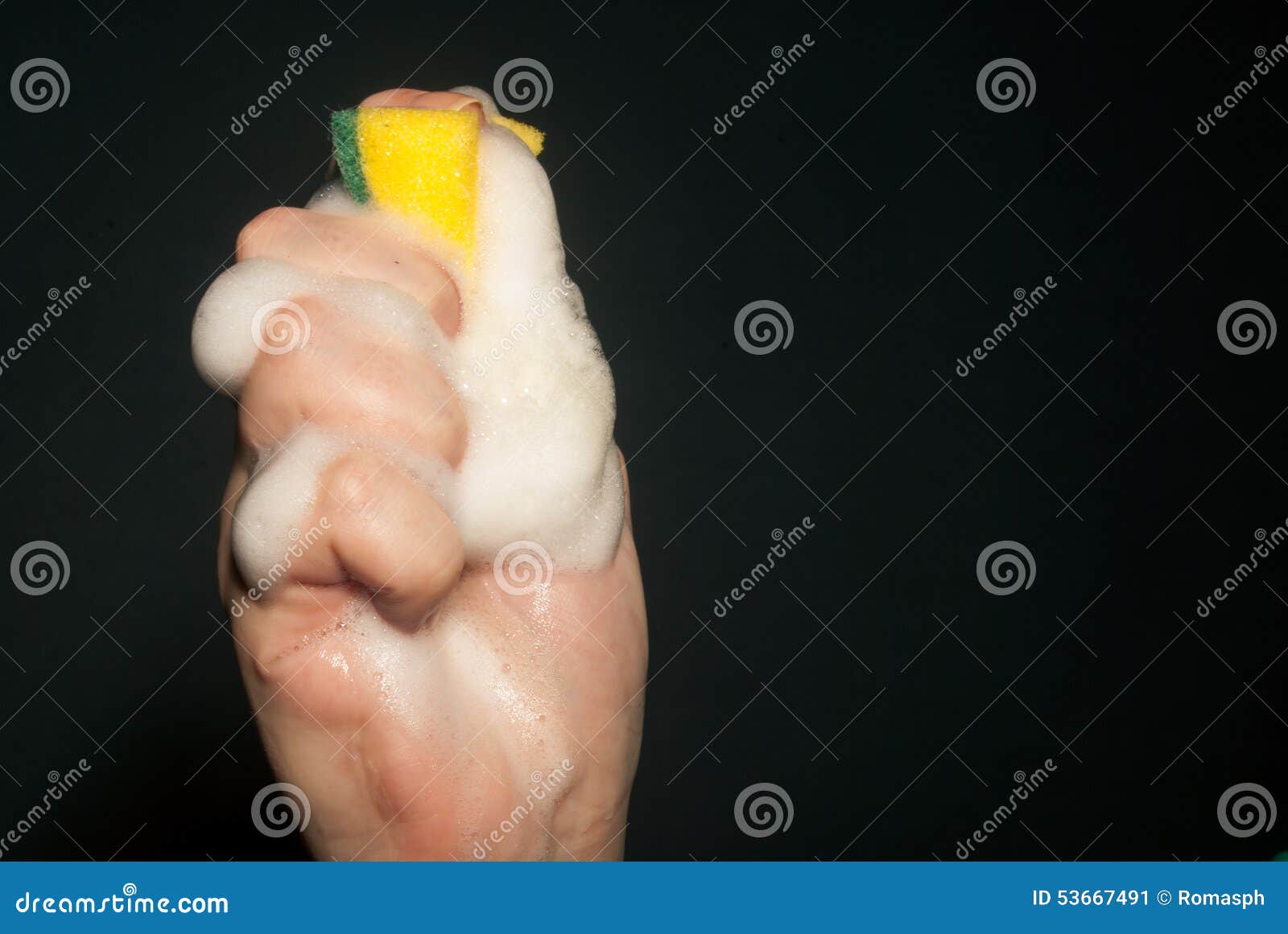 Hand with sponge stock image. Image of isolated, domestic - 53667491