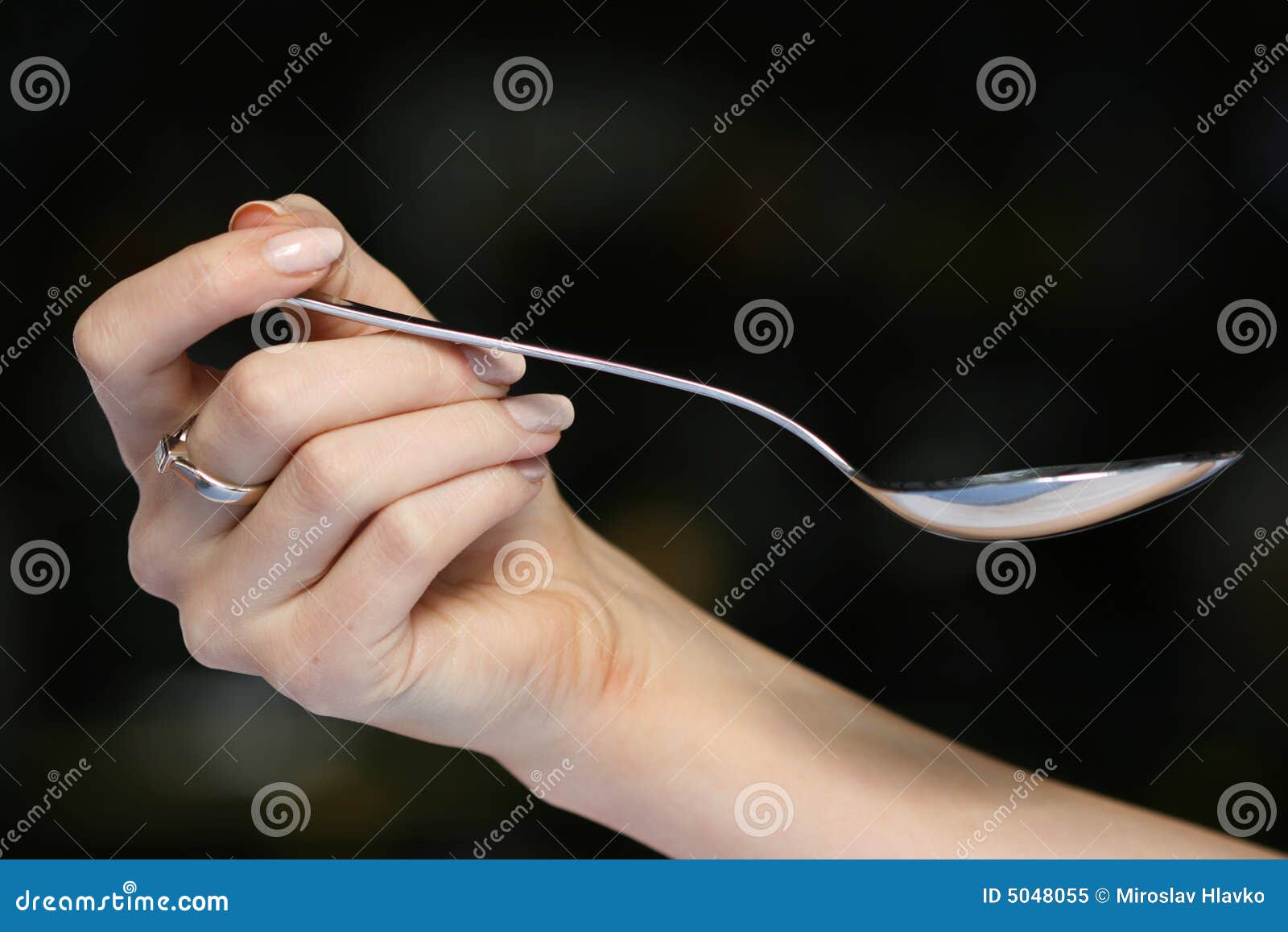 Hand with spoon stock image. Image of finger, ring, nail - 5048055