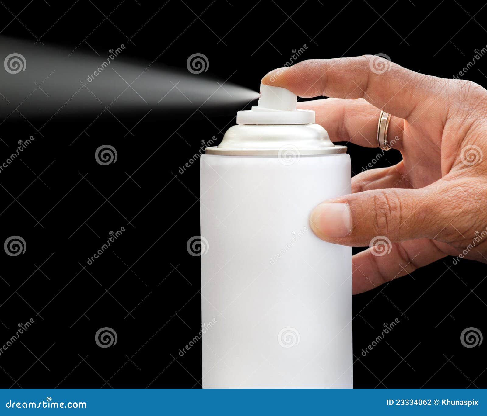 Hand and Spray Bottle Isolated Black Color Stock Photo - Image of ...