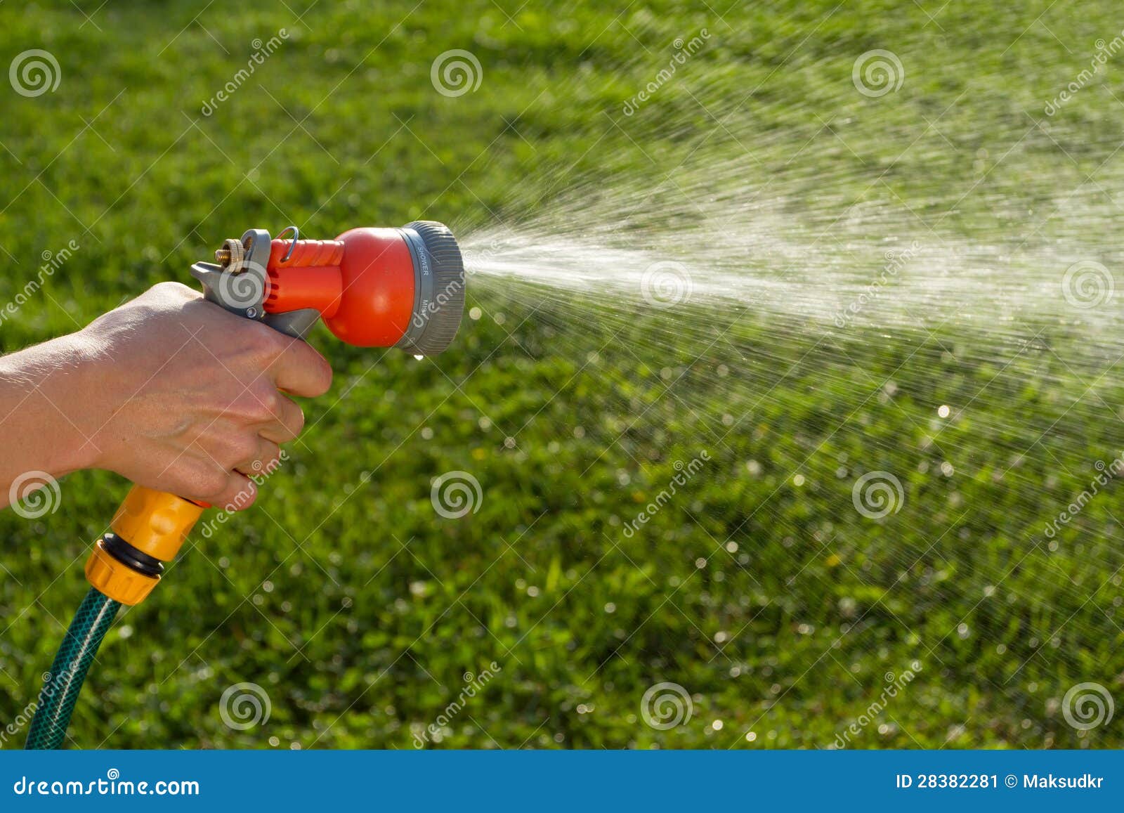 Hand with spray gun stock image. Image of nature, green - 28382281
