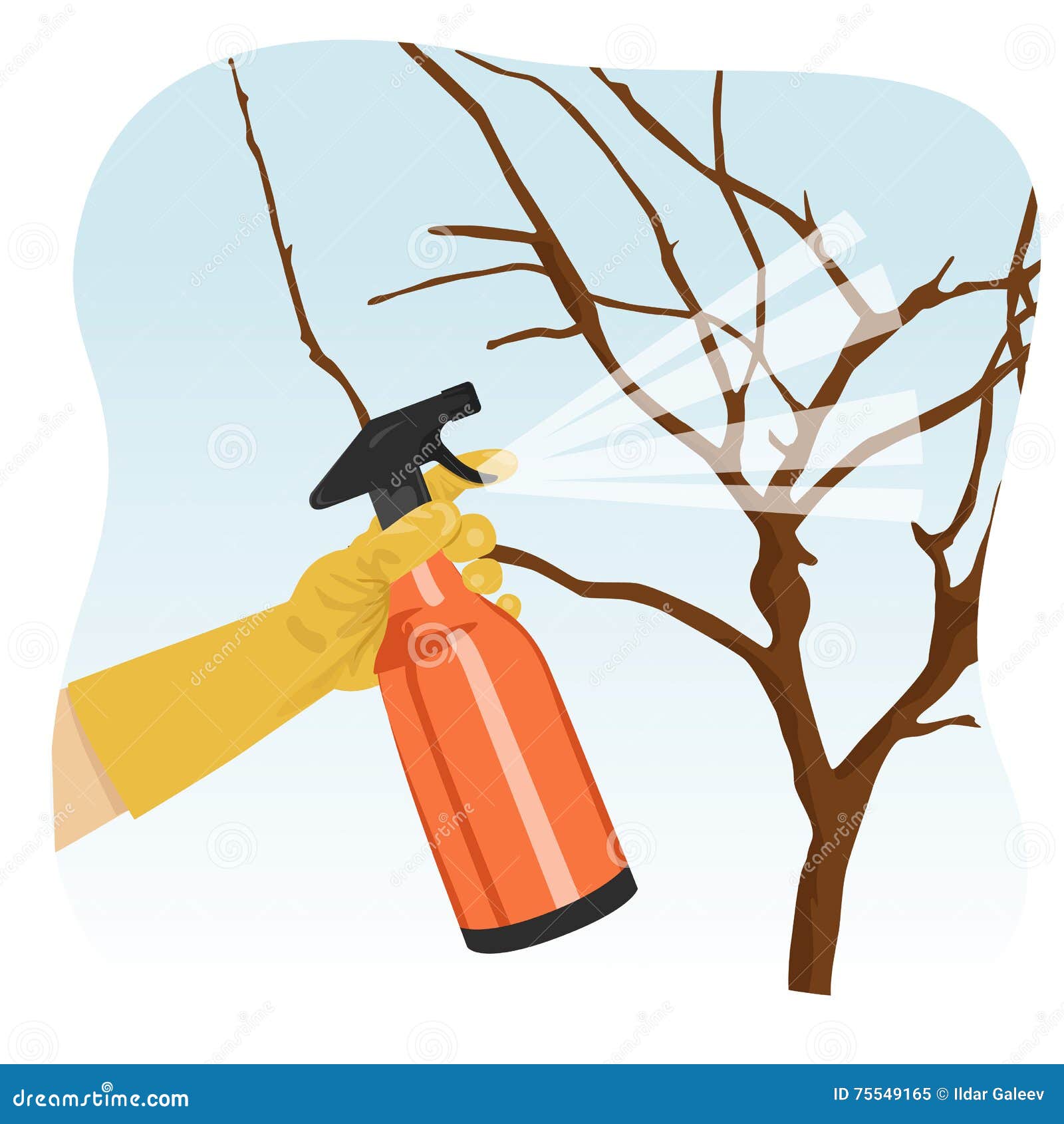 Hand Spraying Tree in Garden with Protecting Spray Stock Vector ...