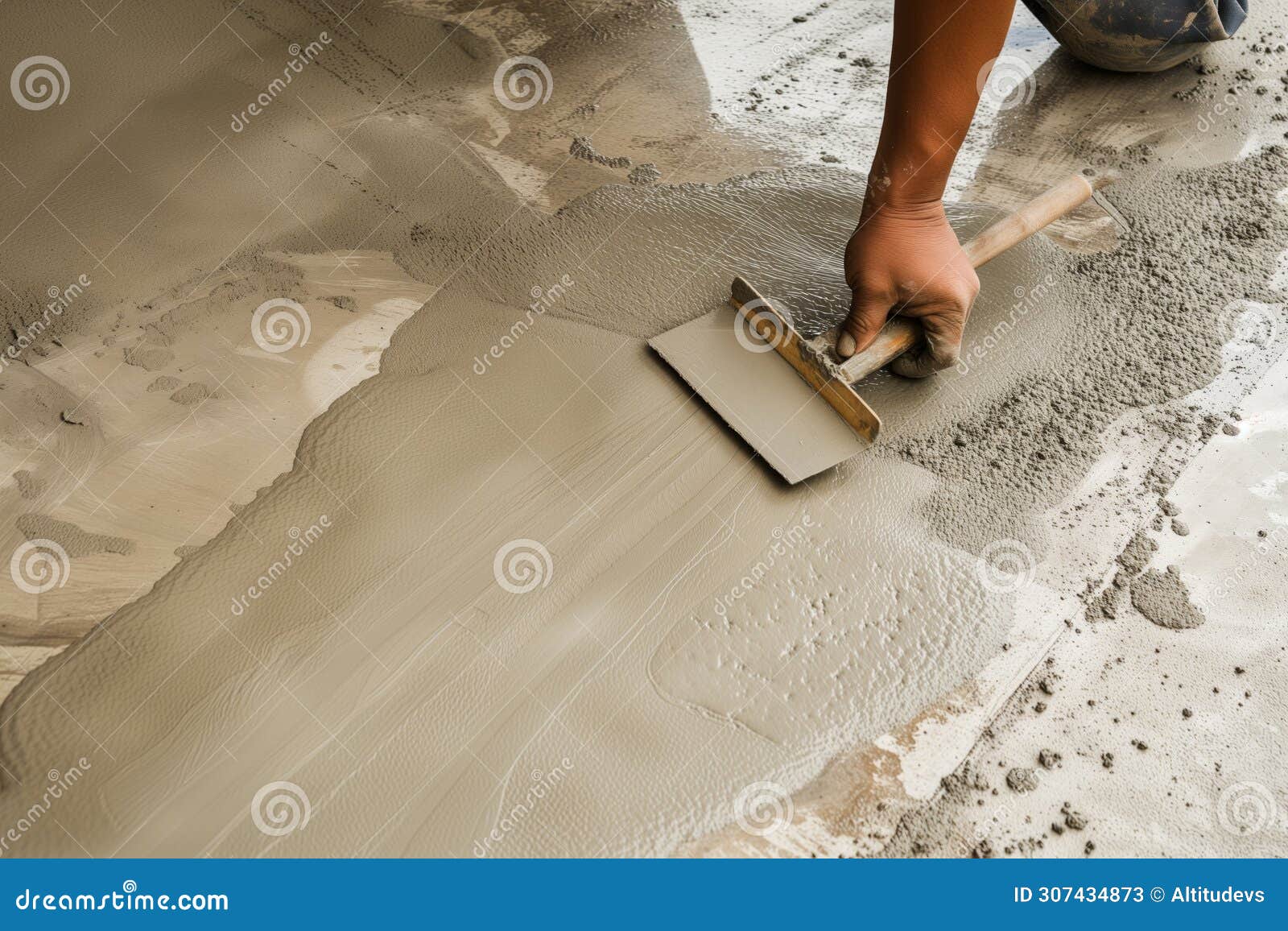 Hand Spreading Concrete with a Float on Floor Stock Image - Image of ...