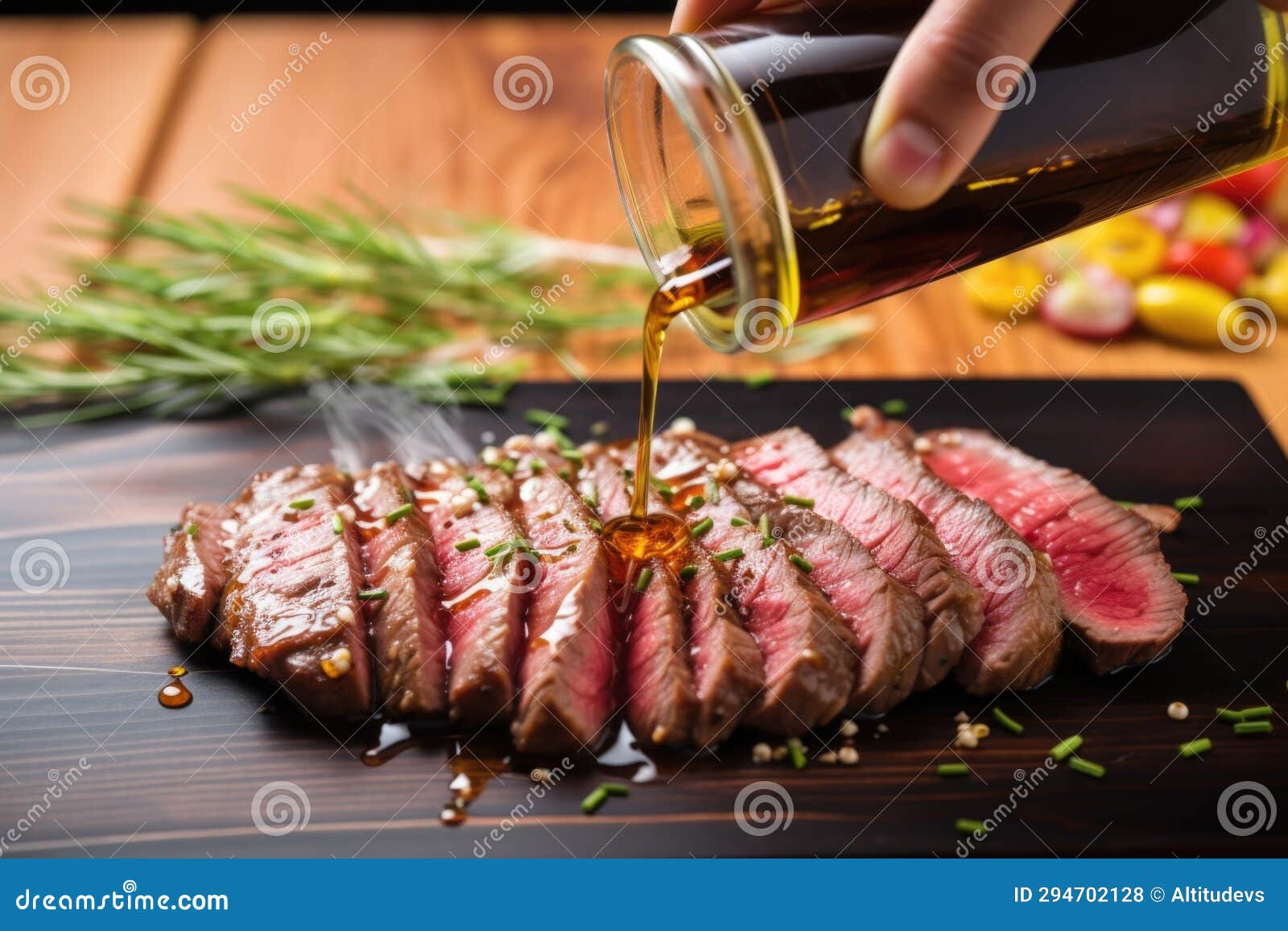 Hand Spreading Teriyaki Glaze Over a Beef Steak Stock Illustration ...