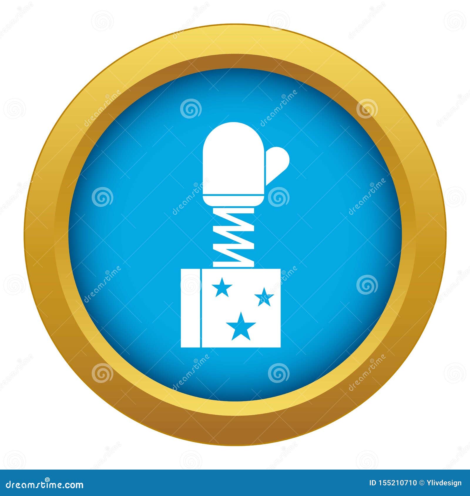 Hand on Spring in Box Icon Blue Vector Isolated Stock Vector ...