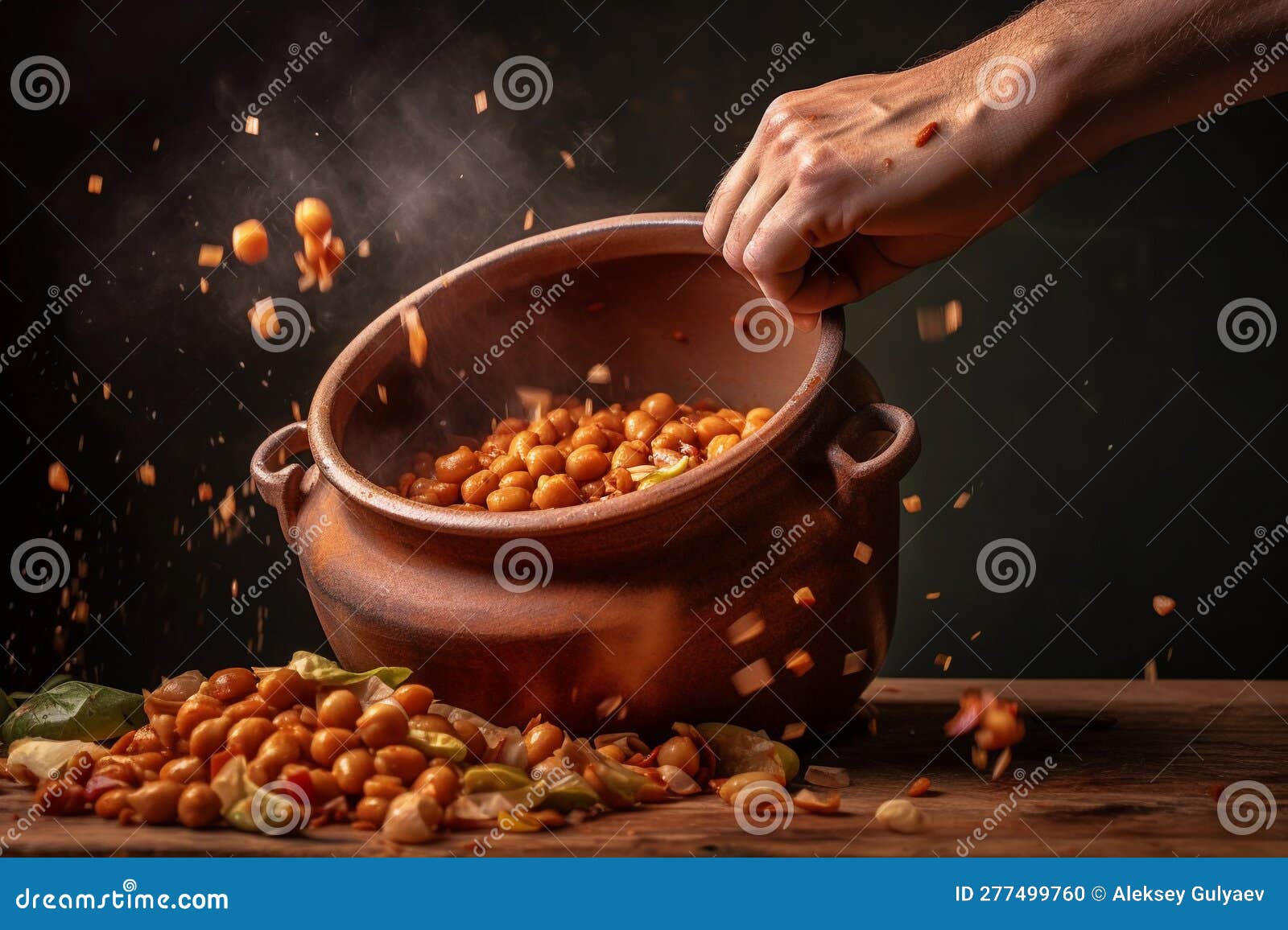 A Hand is Sprinkling Chickpeas into a Pot AI Generation Stock ...