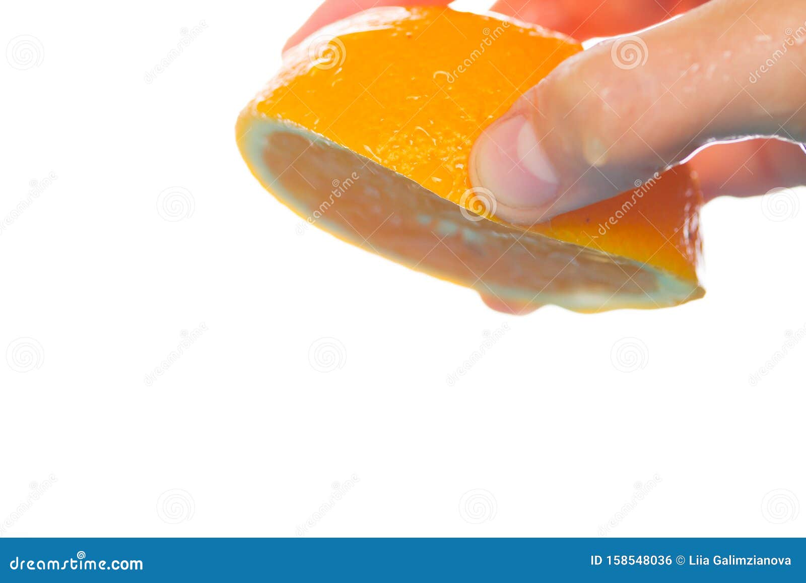 Hand Squeeze Orange Slice stock photo. Image of object - 158548036
