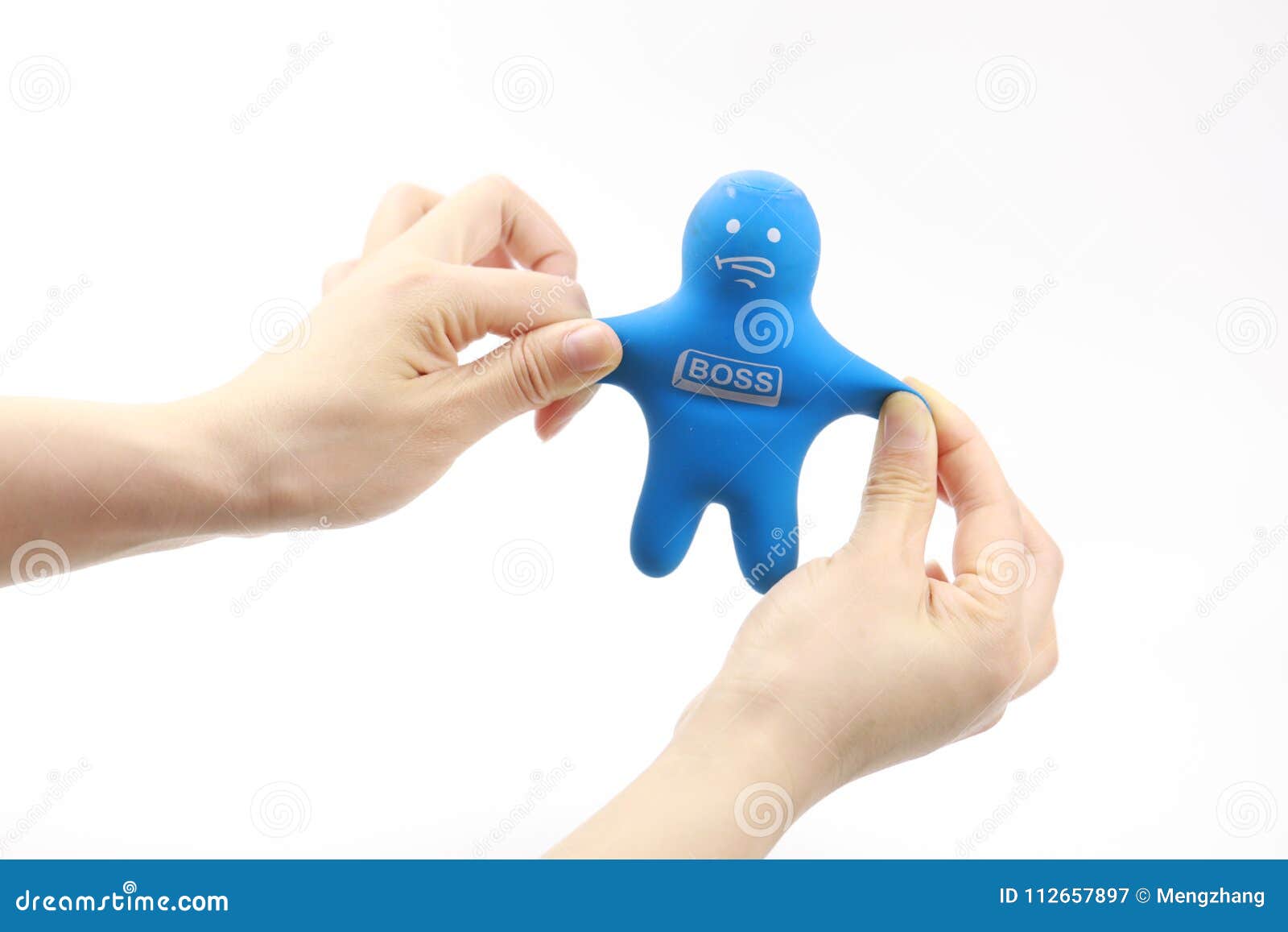 Hand Squeezing Stress Blue Man with Boos Stock Image - Image of hand ...