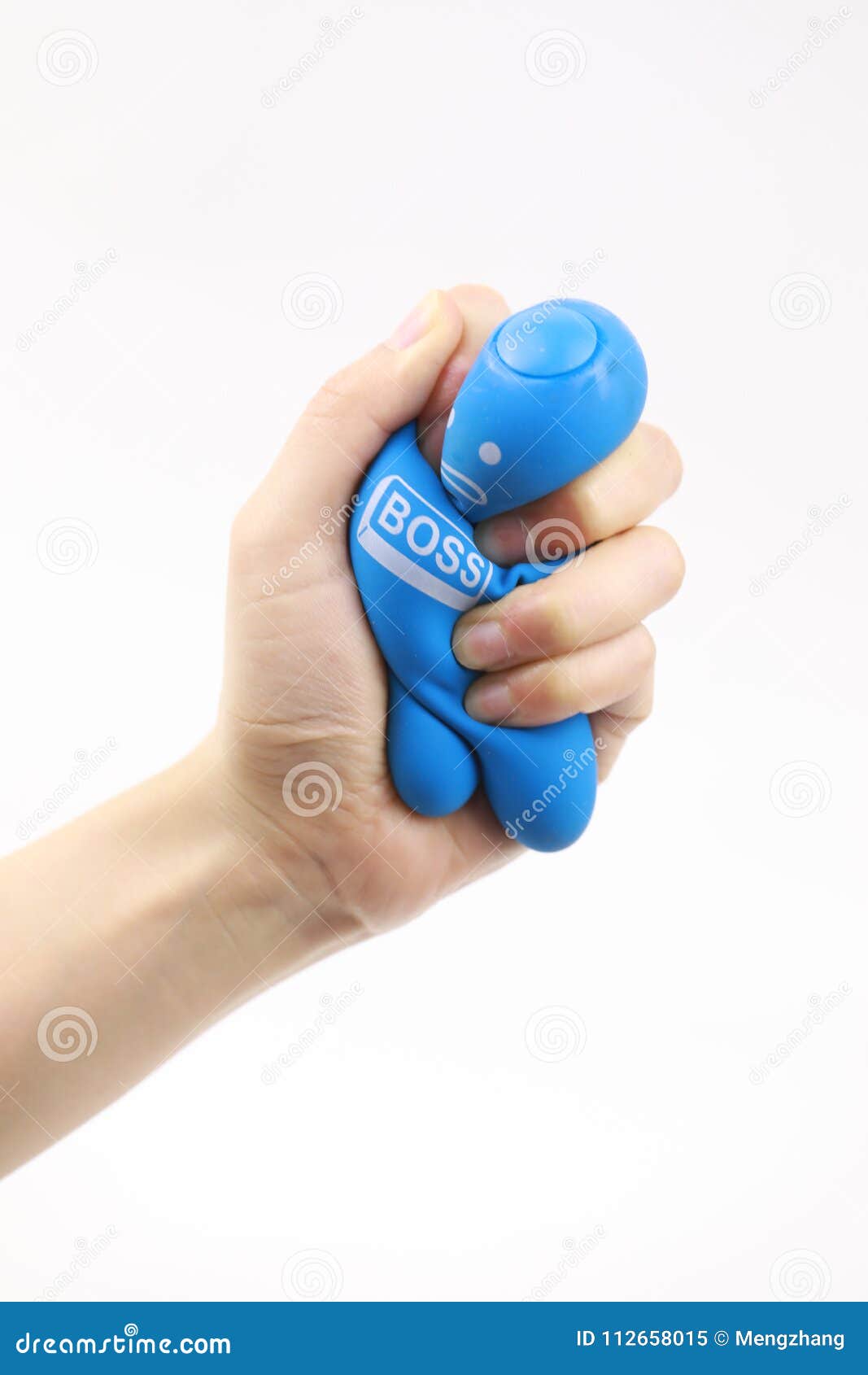 Hand Squeezing Stress Blue Man with Boos Stock Image - Image of ...