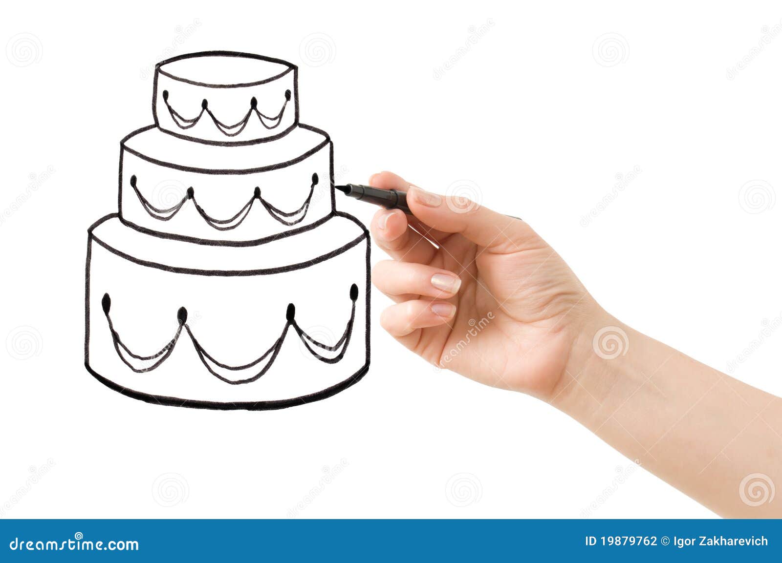 Hand srawing cake stock illustration. Illustration of feminine - 19879762