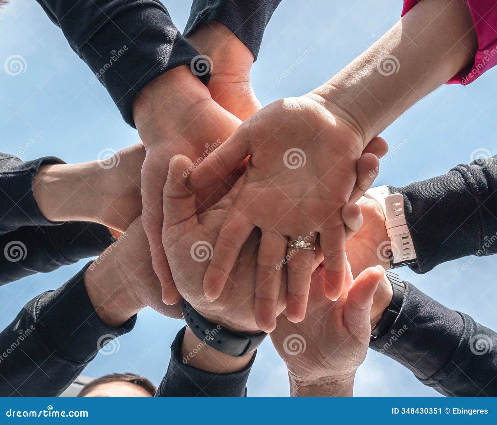 Hand on Hand Stacked on Top of Each Other, Teamwork. Stock Image ...