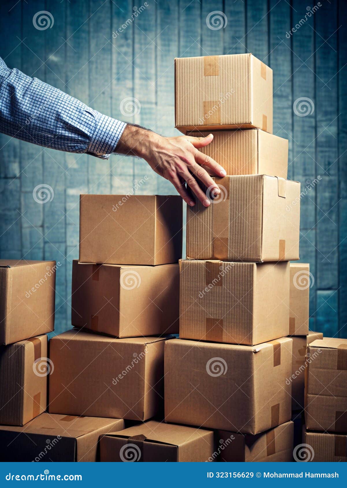 Hand Stacking Cardboard Boxes Stock Illustration - Illustration of ...