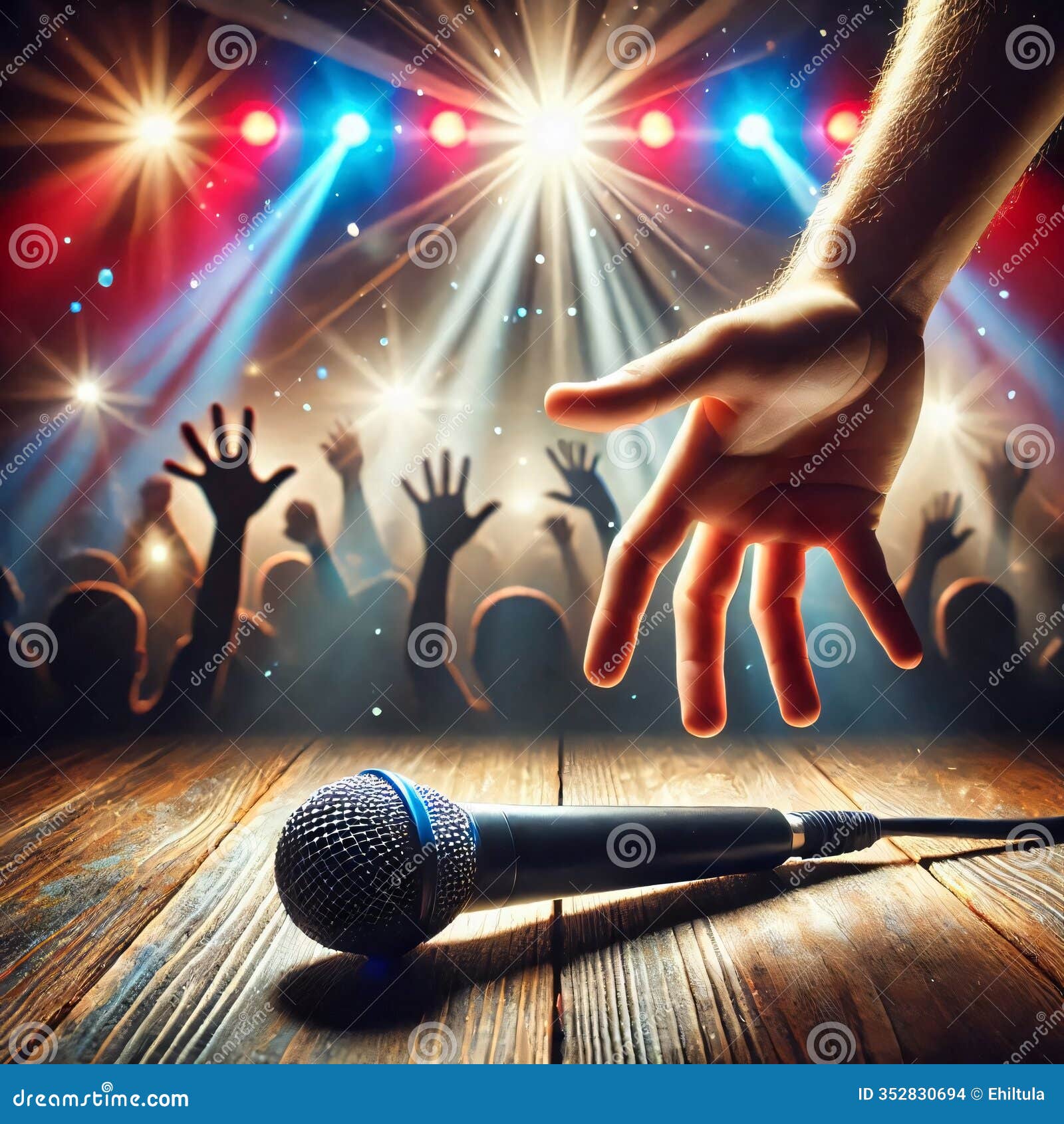 Hand on Stage Dropping Microphone Stock Illustration - Illustration of ...