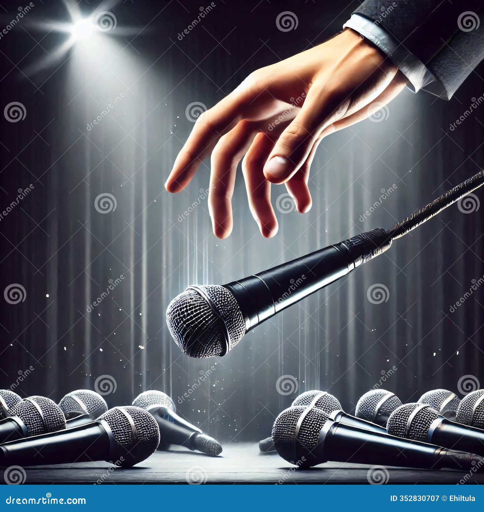 Hand on Stage Dropping Microphone Stock Illustration - Illustration of ...