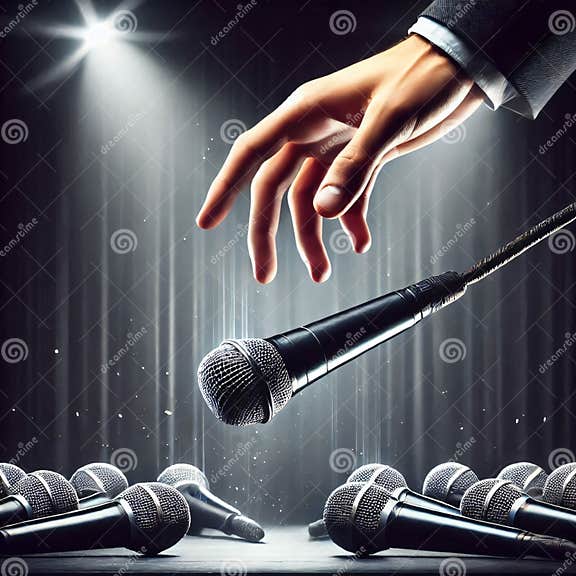 Hand on Stage Dropping Microphone Stock Illustration - Illustration of ...