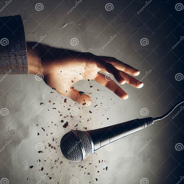 Hand on Stage Dropping Microphone Stock Illustration - Illustration of ...