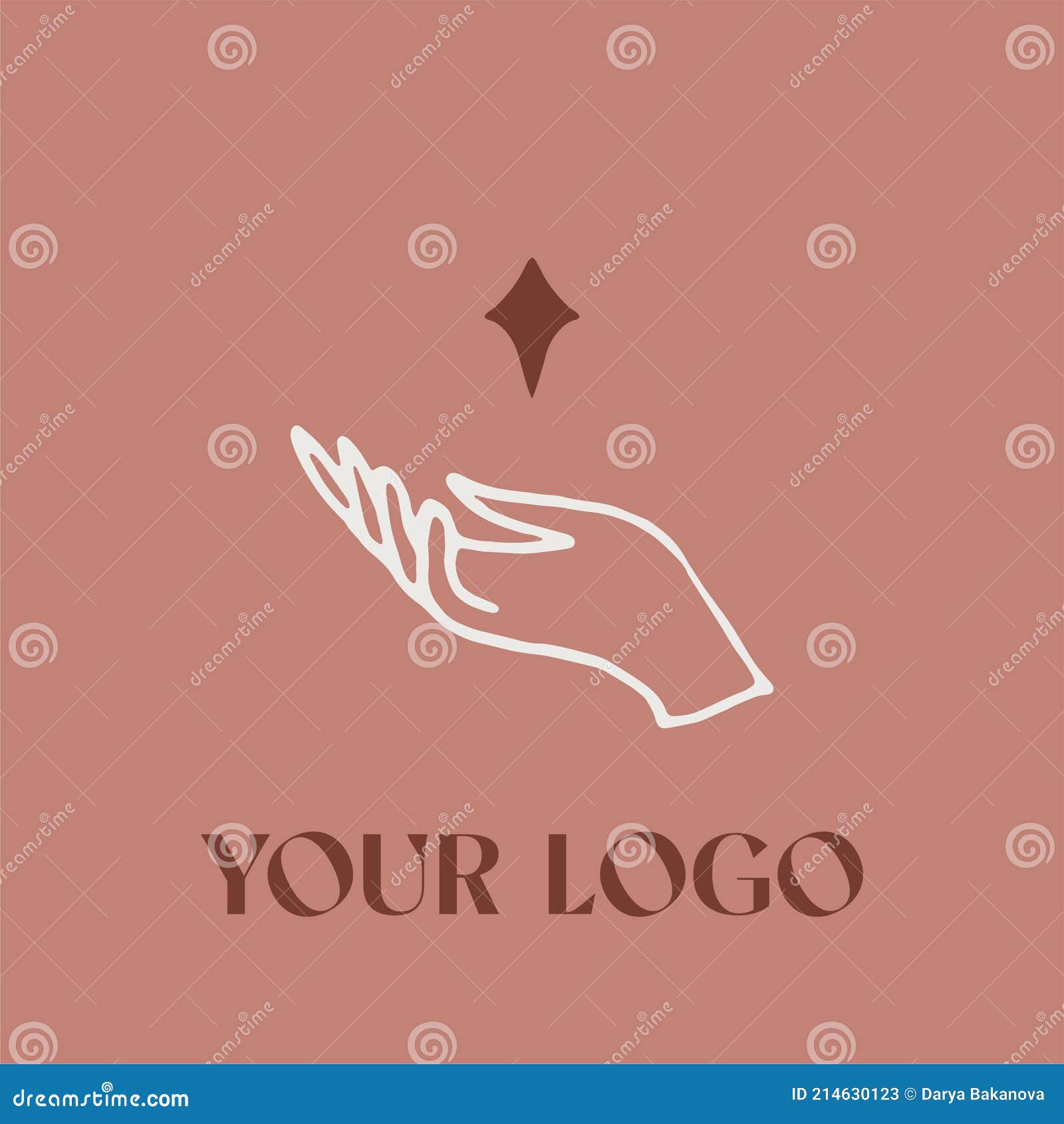 Hand with Star, Linear Style, Vector Logo Stock Vector - Illustration ...
