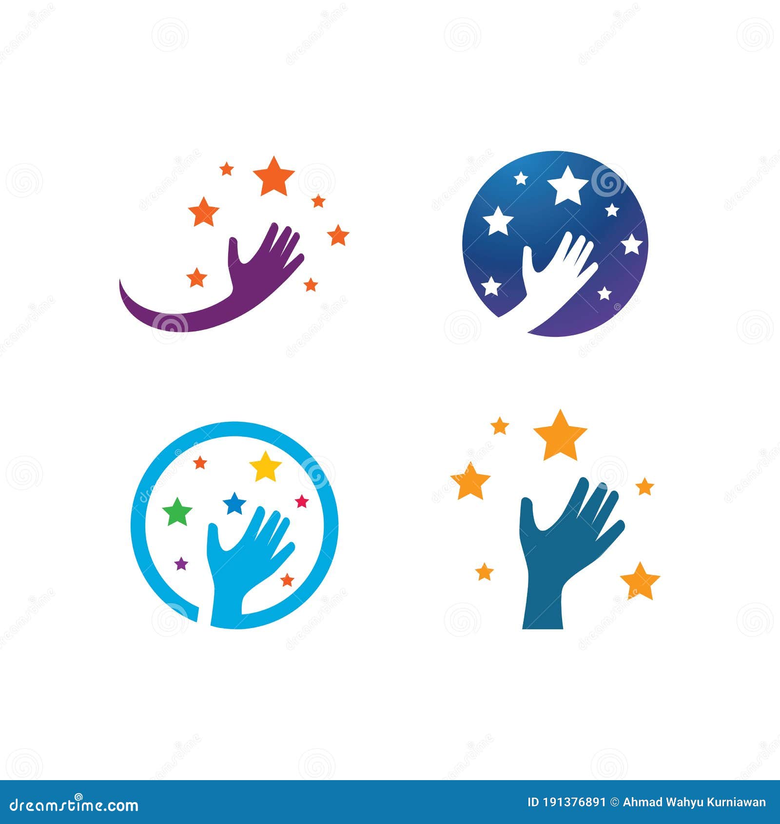 Hand and star logo stock vector. Illustration of goal - 191376891