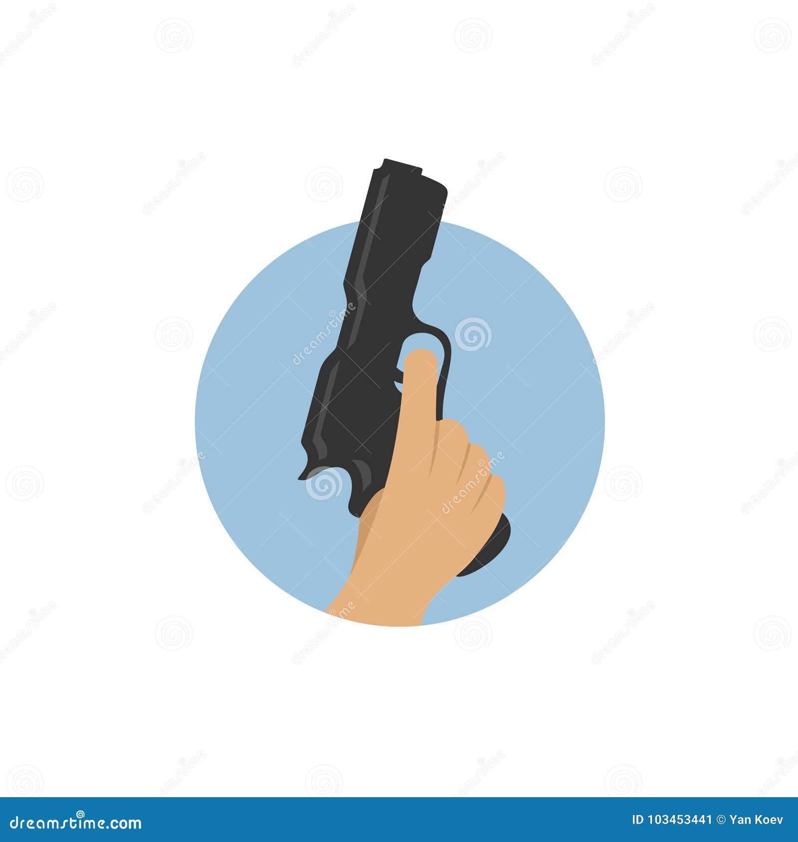 Hand with gun stock vector. Illustration of equipment - 103453441