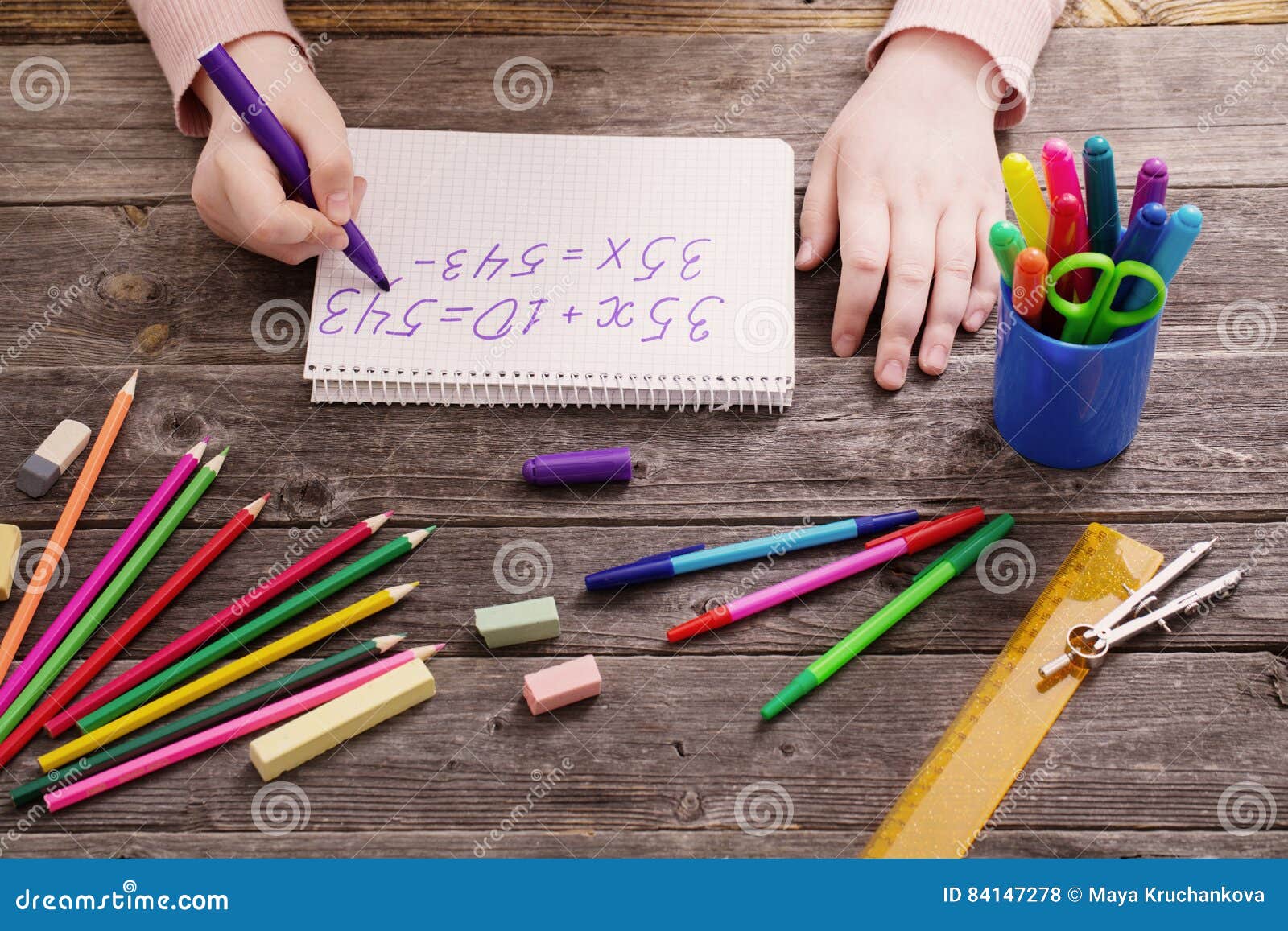 Hand with stationary stock photo. Image of message, angle - 84147278