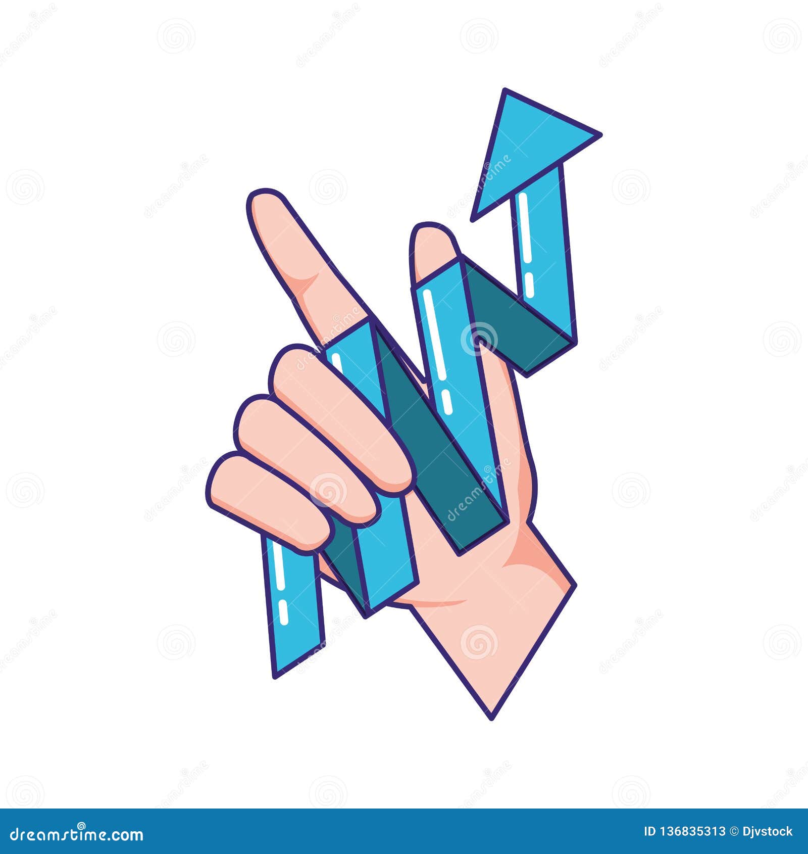 Hand with statistics arrow stock vector. Illustration of brochure ...