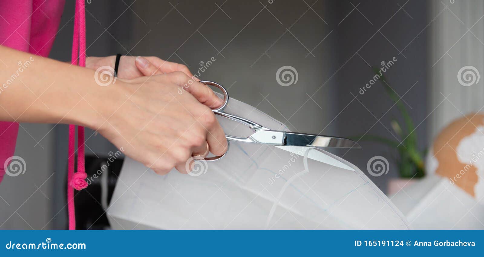 Tailor Cutting Sewing Pattern. Stock Photo - Image of close, industry ...