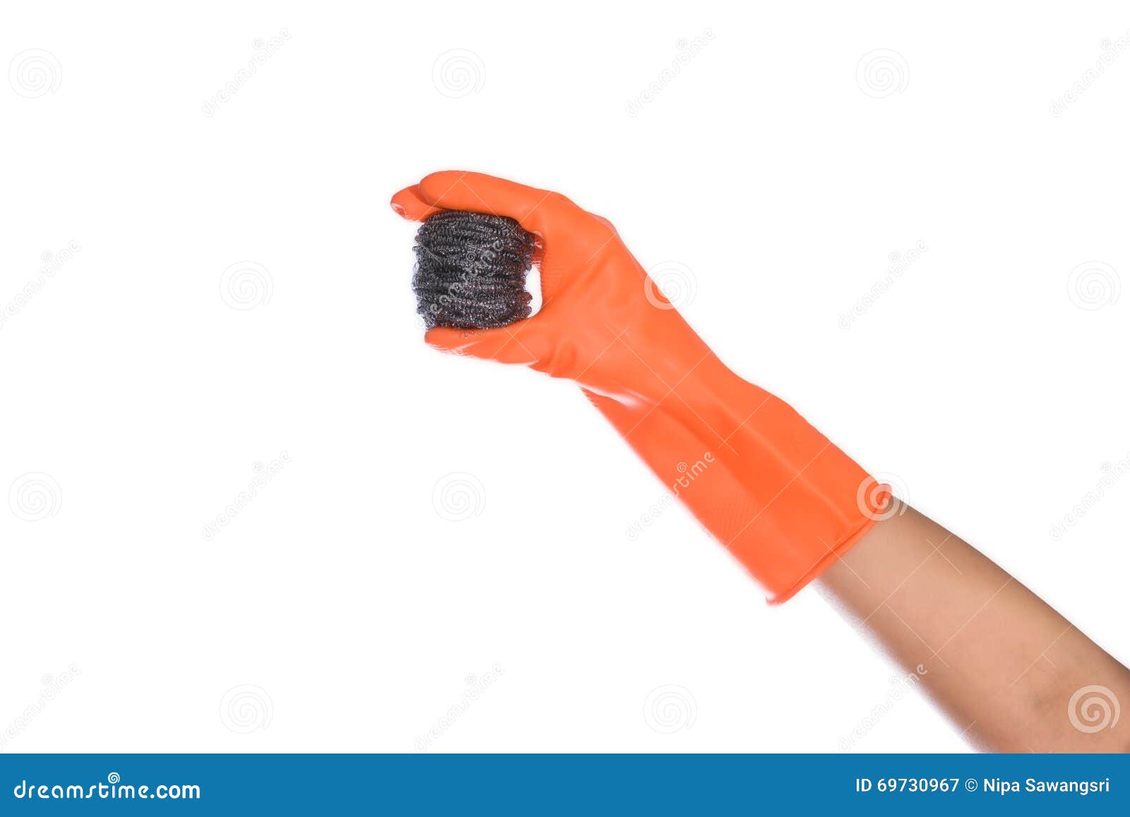 Hand with Steel Wire Scrub Isolated on a White Stock Image - Image of ...