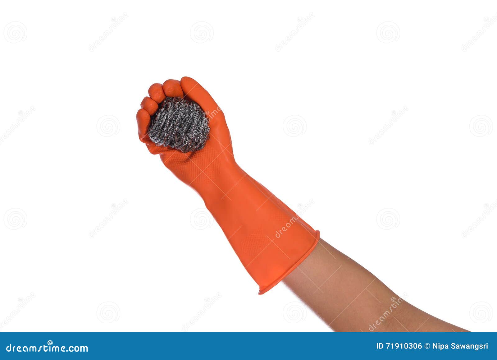 Hand with Steel Wire Scrub Isolated on a White Stock Photo - Image of ...