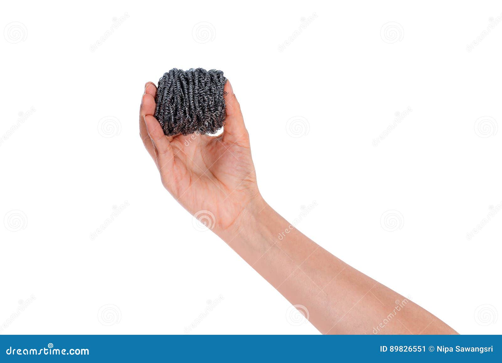 Hand with Steel Wire Scrub Isolated on a White Stock Image - Image of ...
