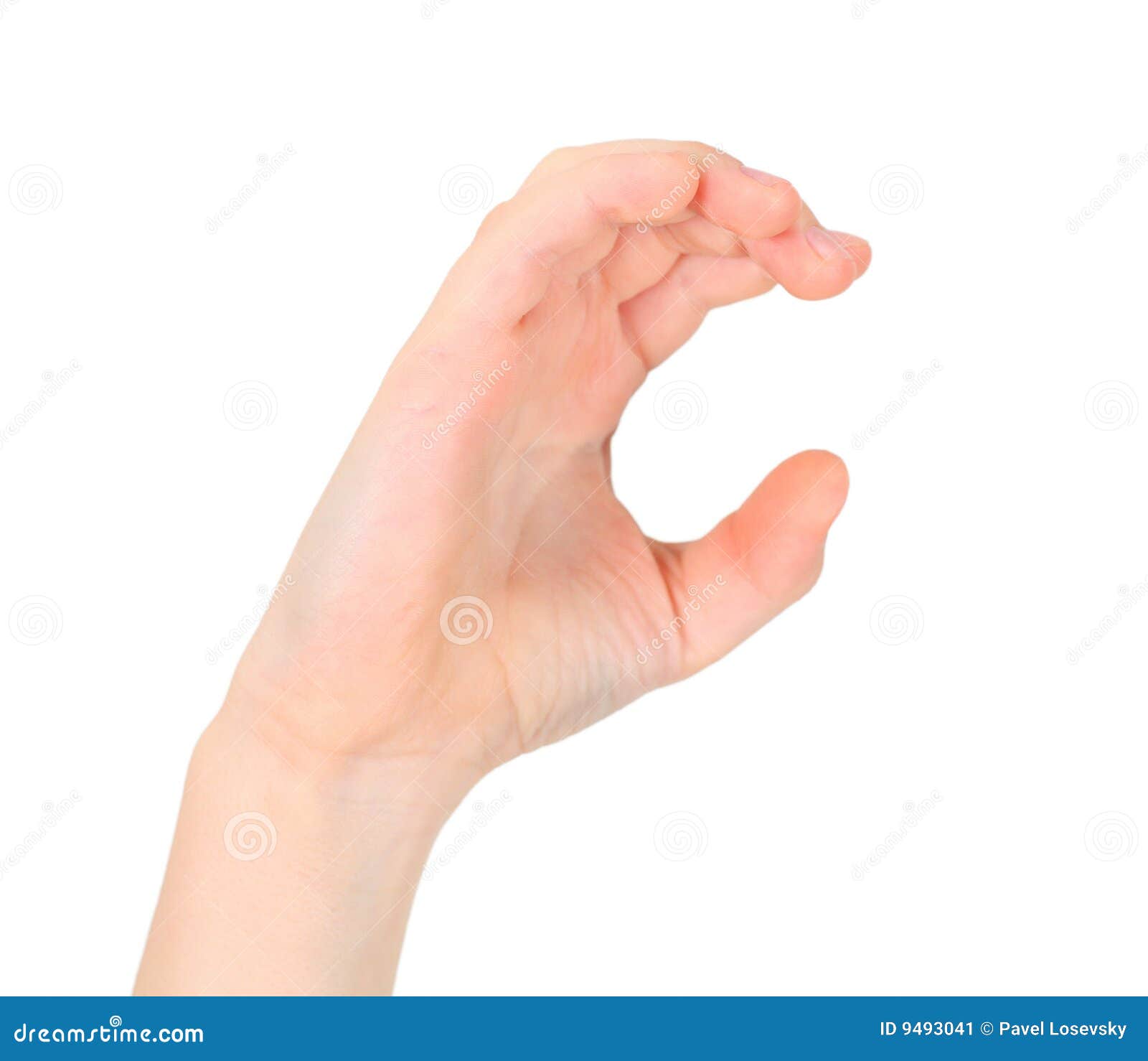 Hand stellt Zeichen C dar stockbild. Bild von ansammlung - 9493041