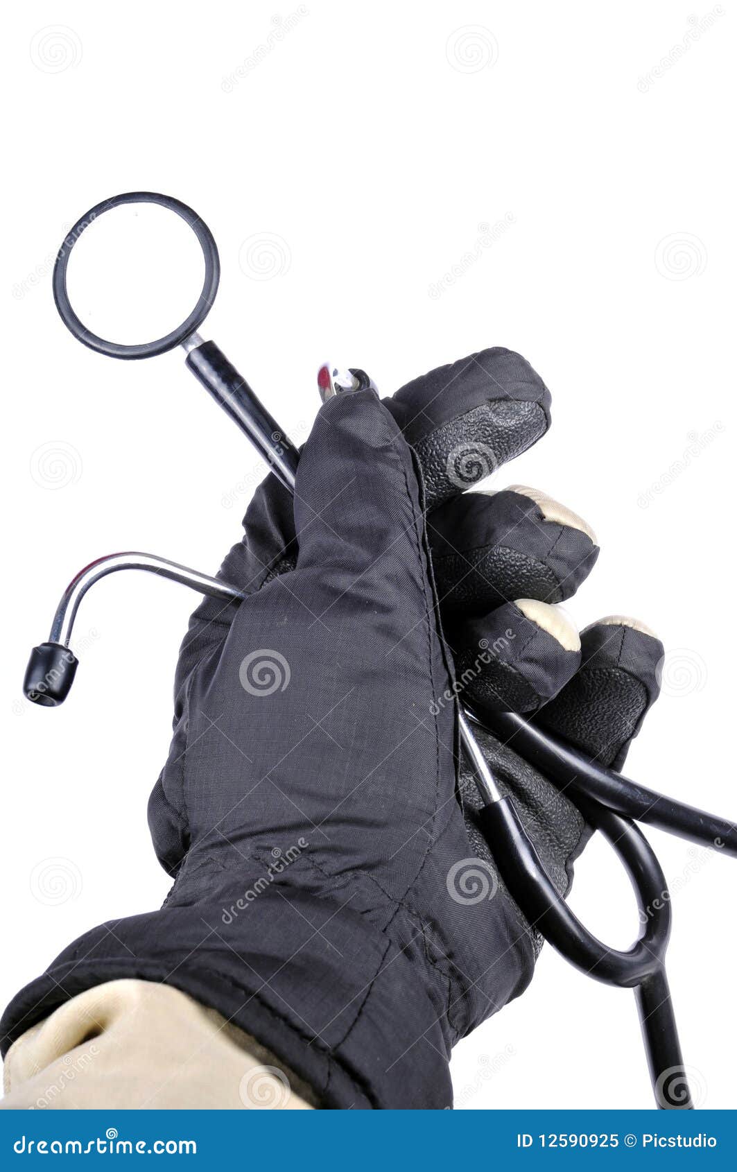 Hand with stethoscope stock image. Image of shot, white - 12590925