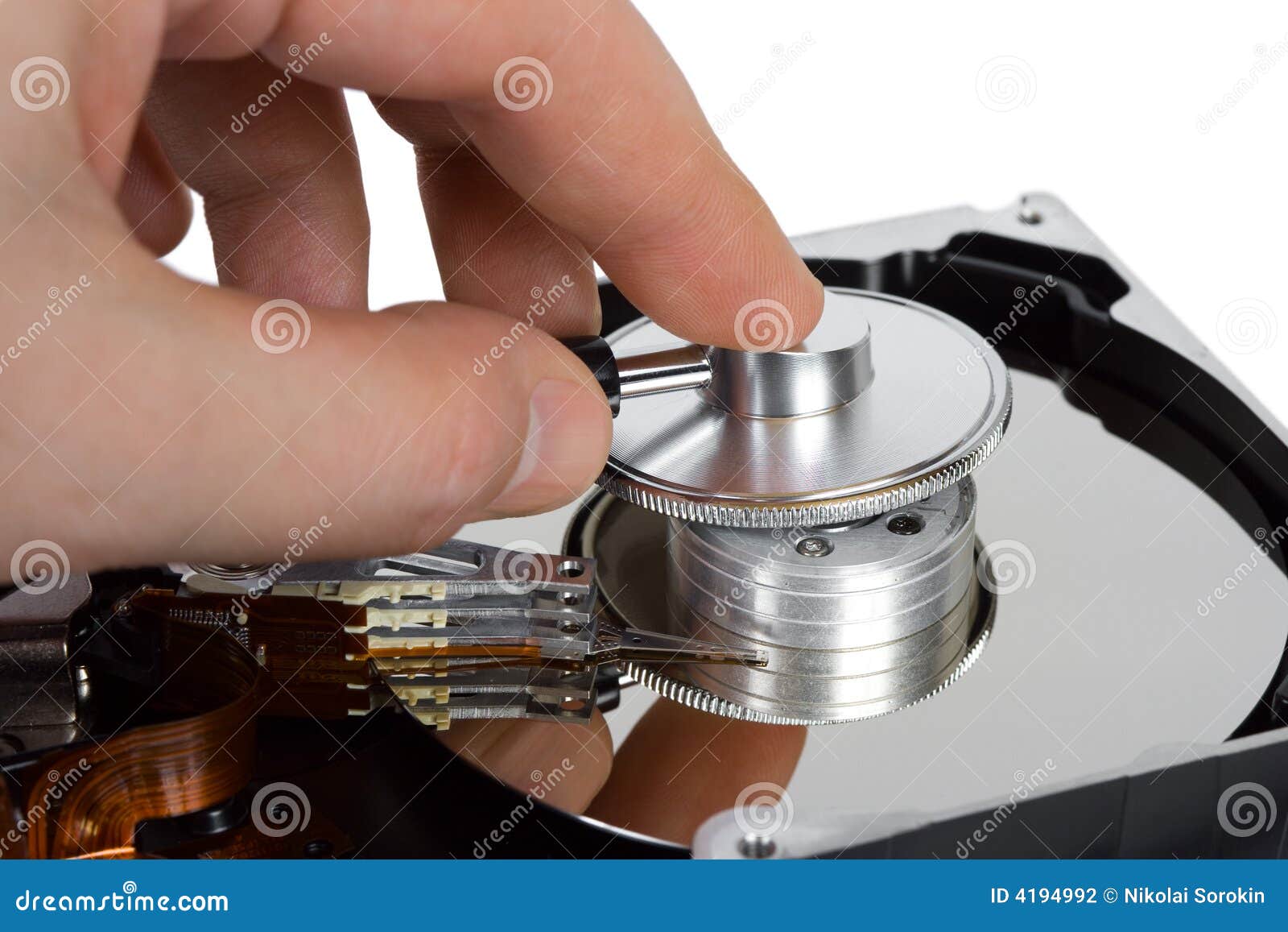 Hand with Stethoscope and Computer Hard Drive Stock Photo - Image of ...