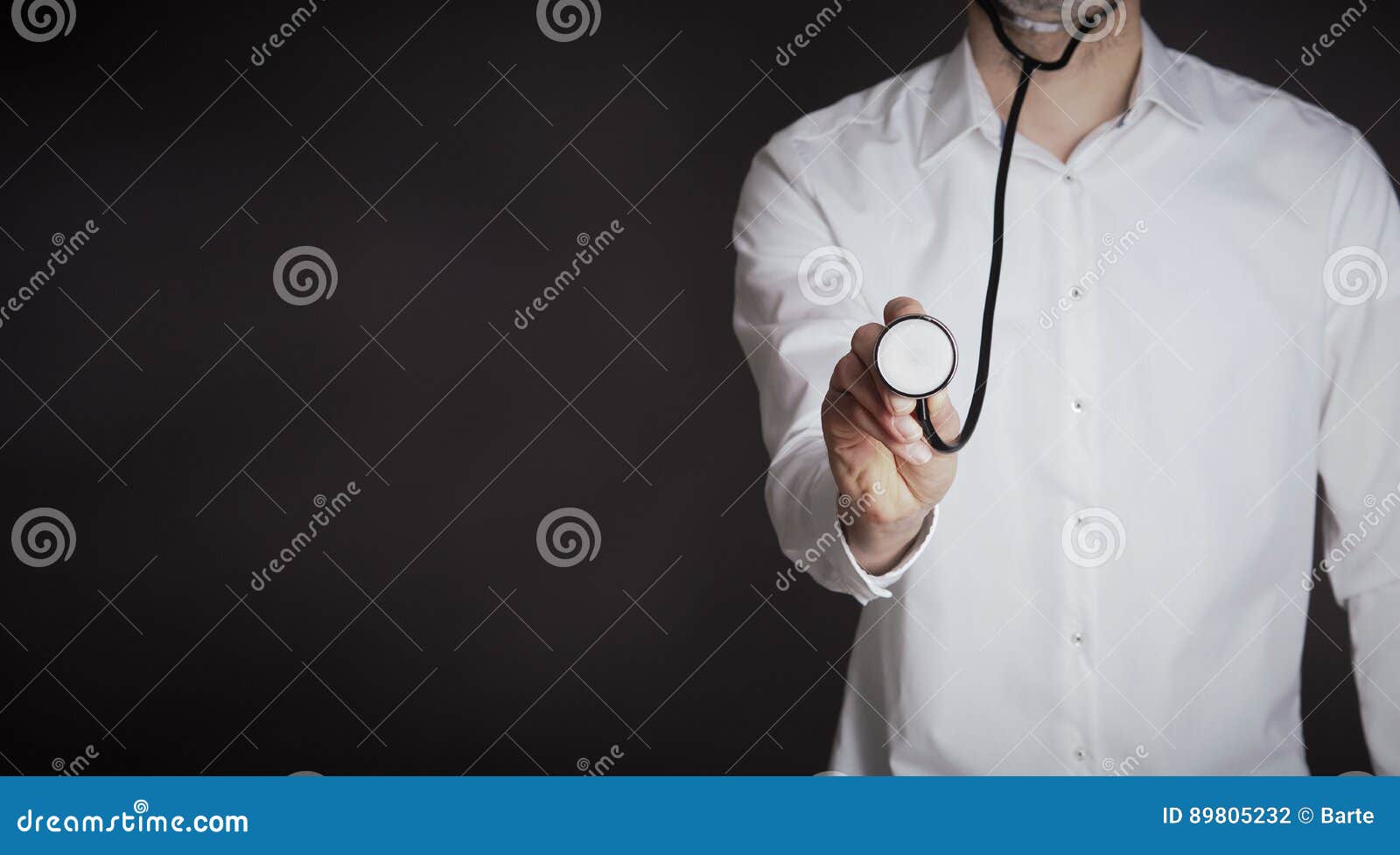 Hand with a stethoscope stock photo. Image of care, modern - 89805232