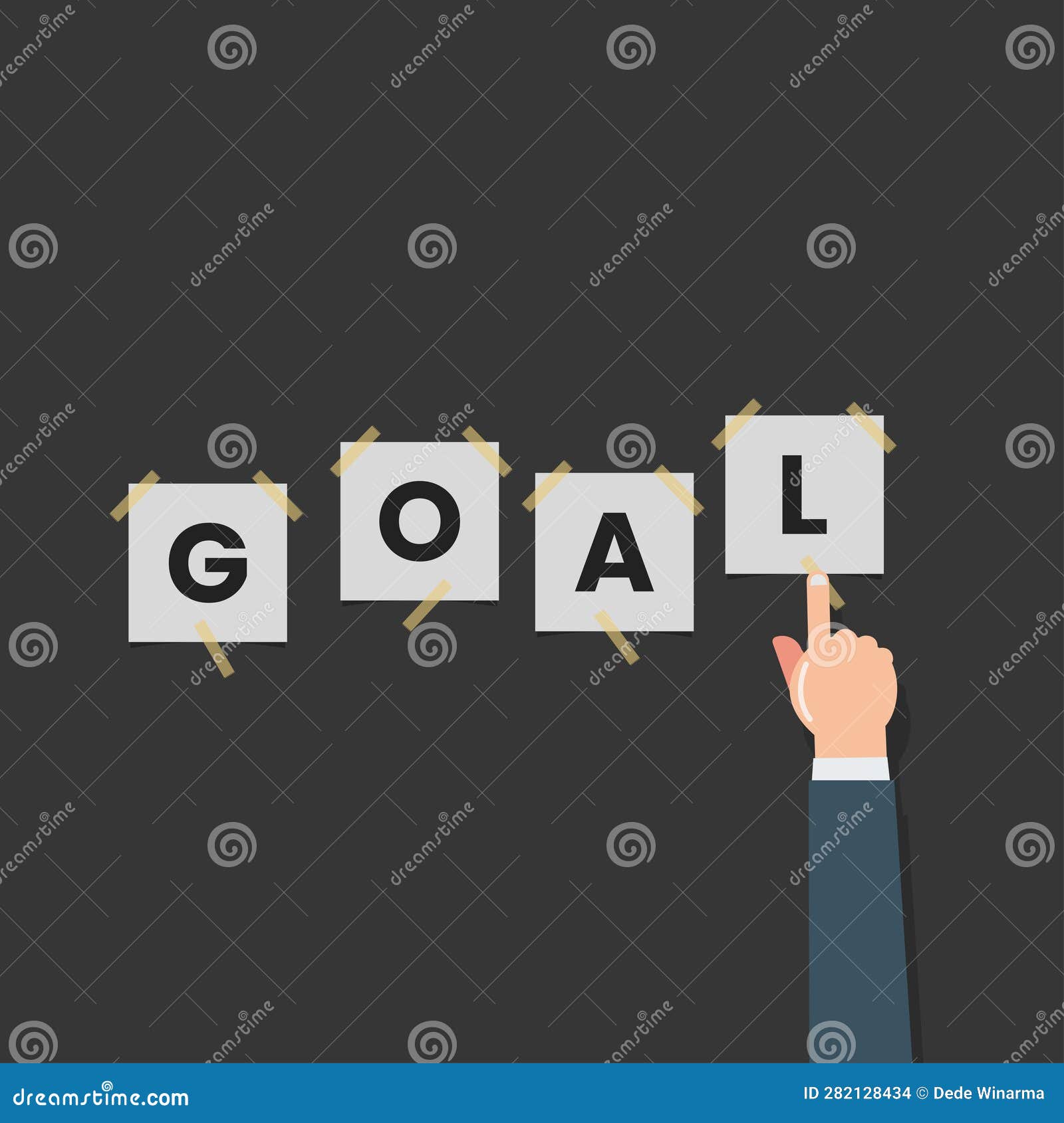 Hand Sticking Paper with the Words GOAL Vector Illustration Stock ...