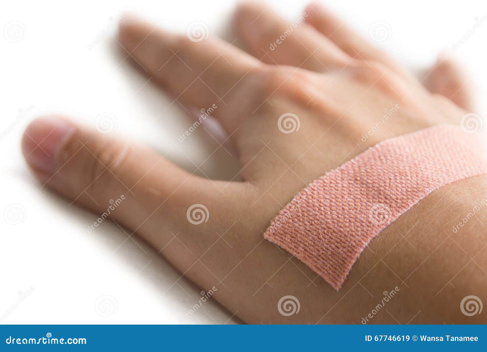 Hand with Sticking Plaster stock image. Image of injury - 67746619