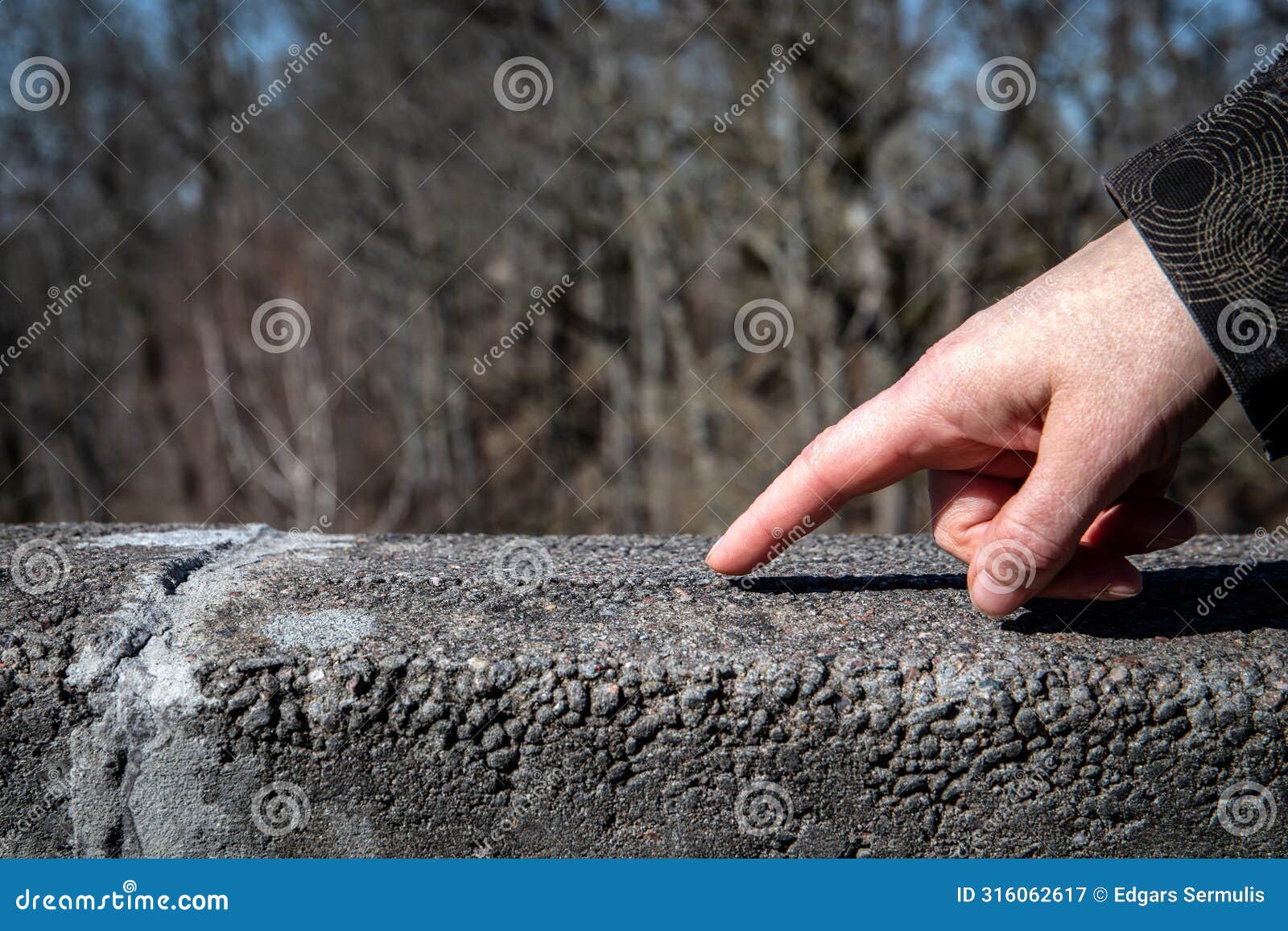 Hand on a Stone Railing, Stone Pillars As a Support Stock Image - Image ...